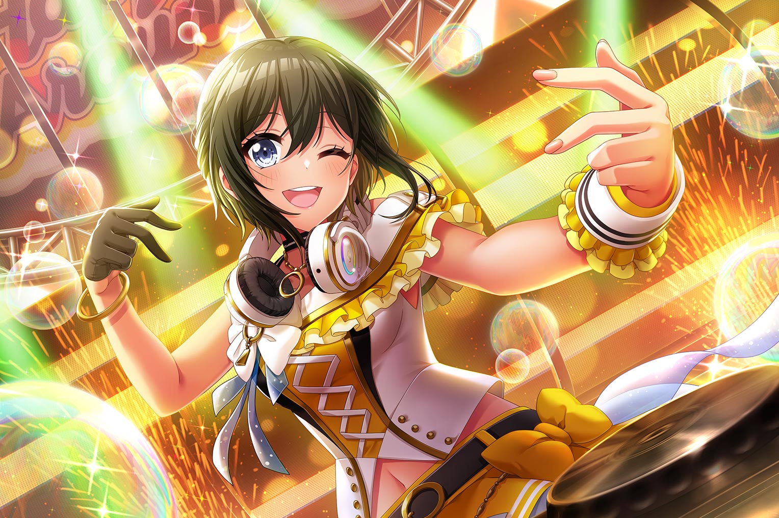 Safebooru - akashi maho blush brown eyes brown hair d4dj dress short hair smile wink | 3529798