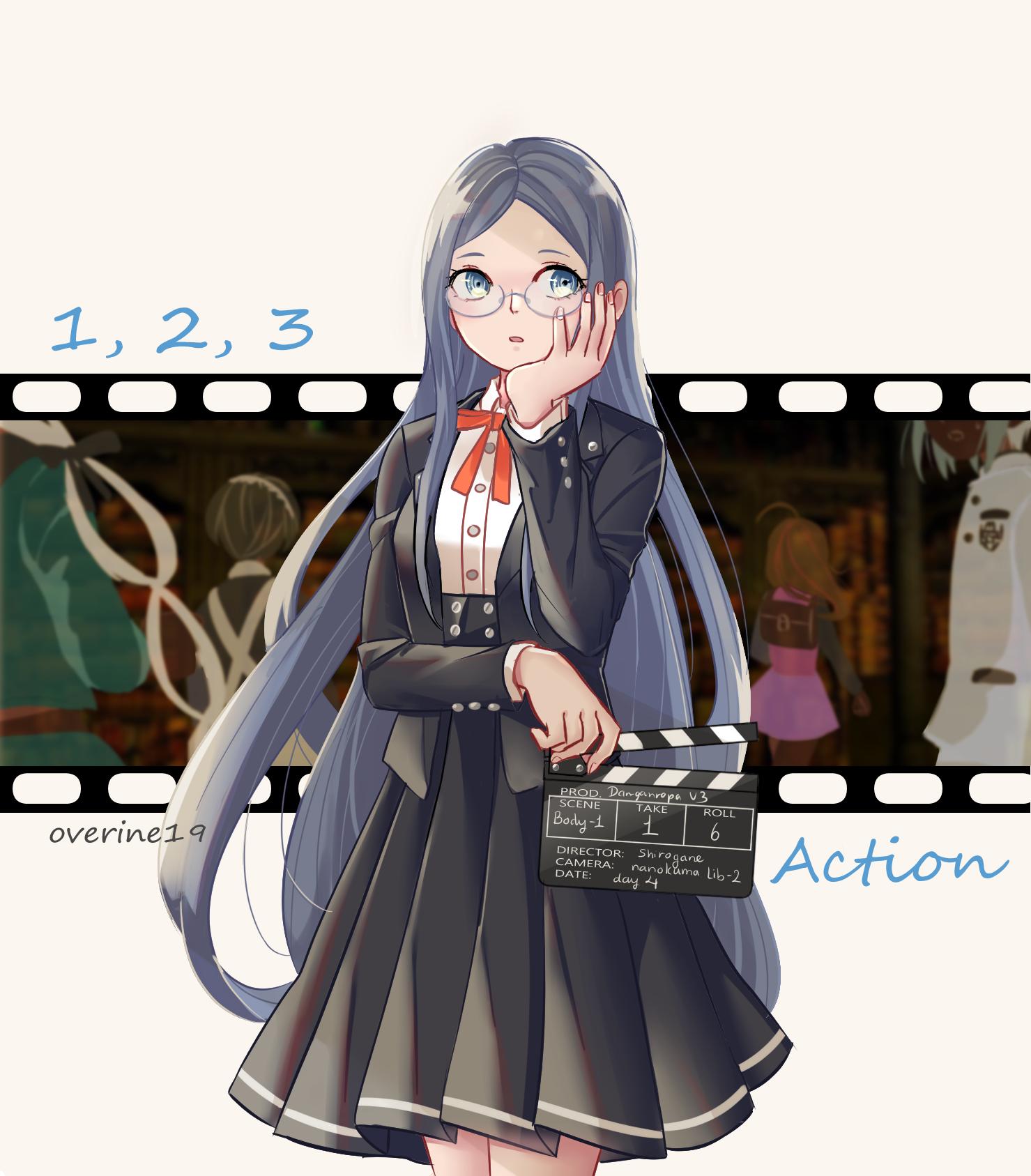 Safebooru - akamatsu kaede artist name blazer blue eyes blue hair ...