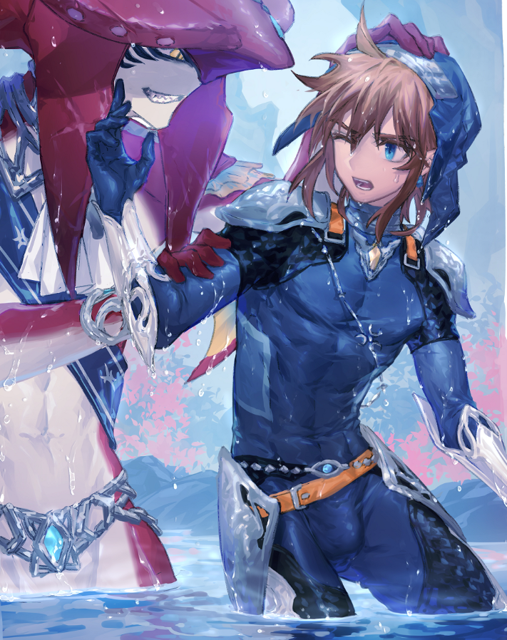 Safebooru - 2boys armor arsh (thestarwish) belt blonde hair blue eyes bodysuit bulge colored ...