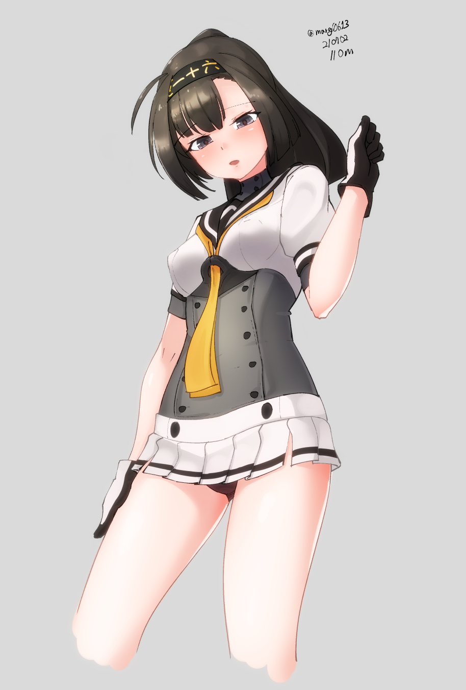 Safebooru - 1girl ahoge akizuki (kancolle) black eyes black hair black headband black sailor ...