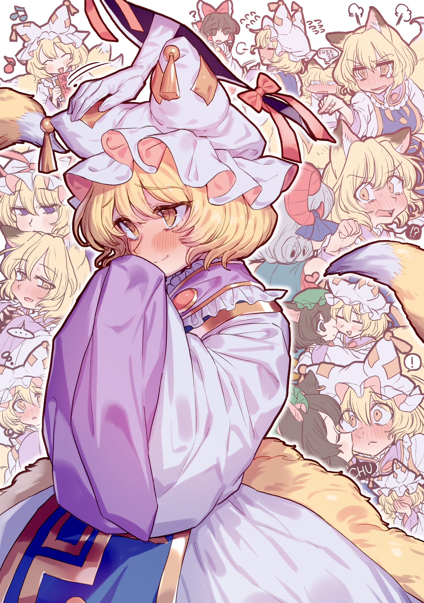 Safebooru - ... 5girls :d = = ? @ @ ^ ^ animal ear fluff animal ears ...