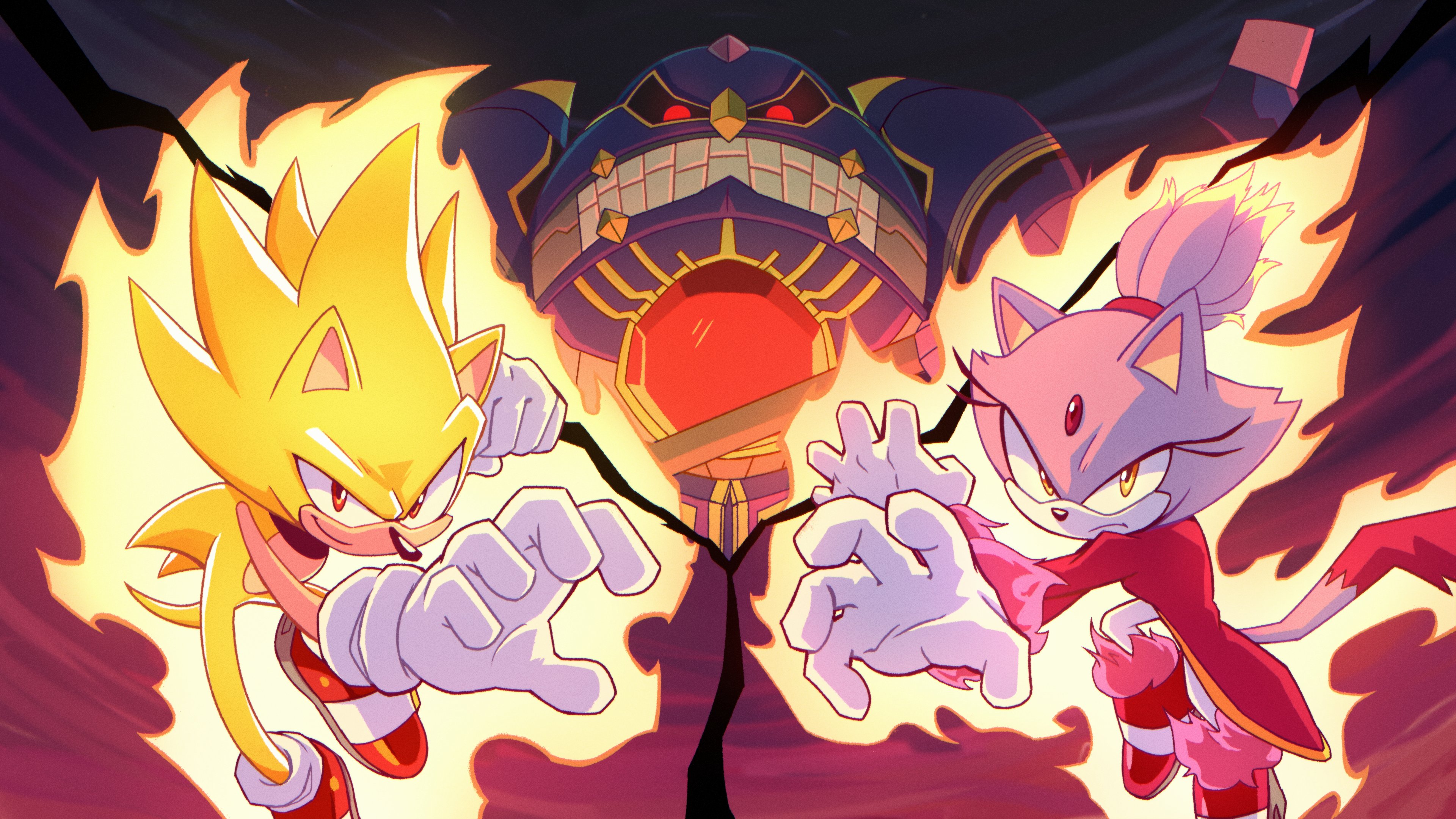 Safebooru - 1boy 1girl absurdres aura blaze the cat burning blaze ...