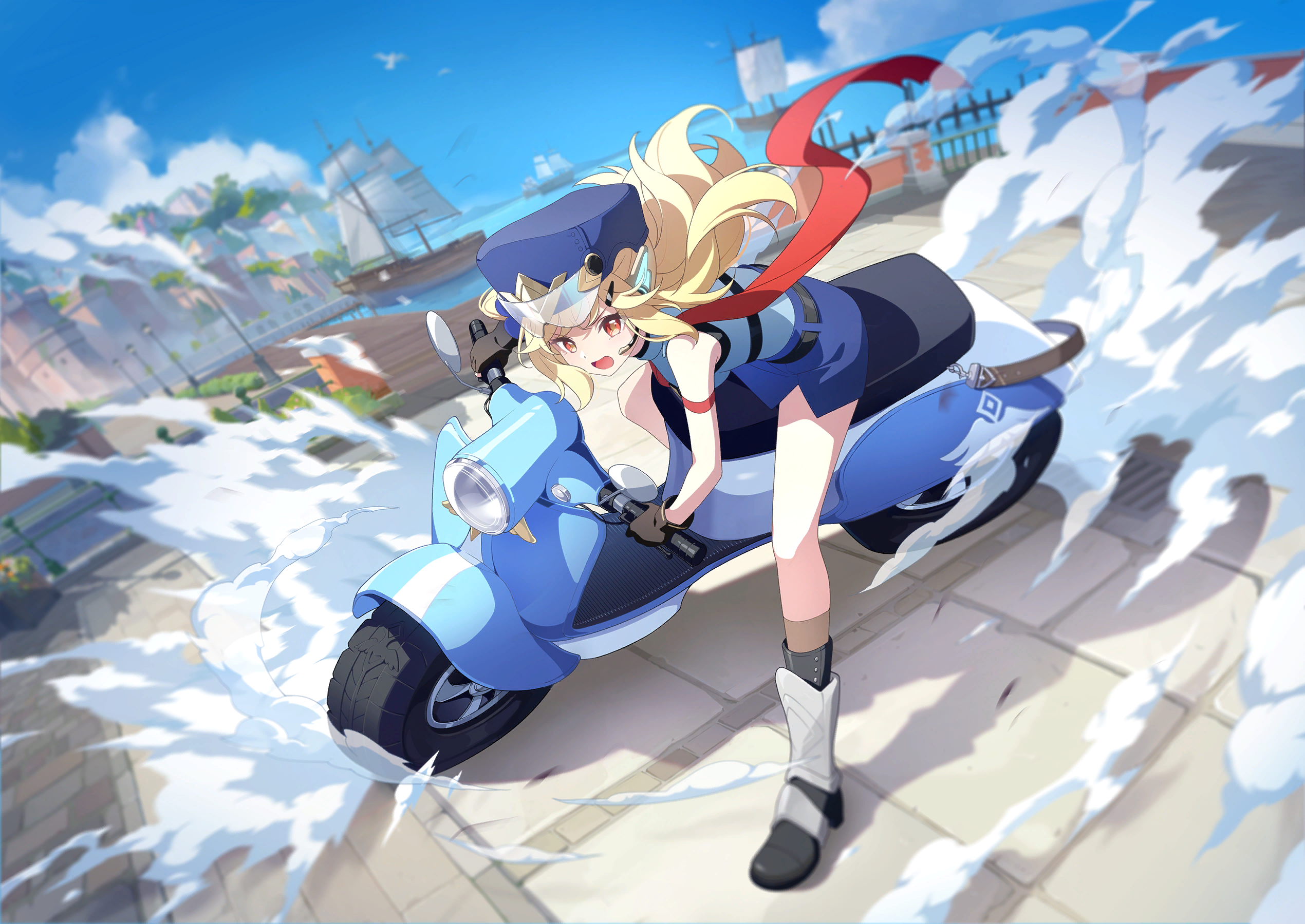 Safebooru 1girl D Armored Boots Bare Shoulders Black Boots Black 0904