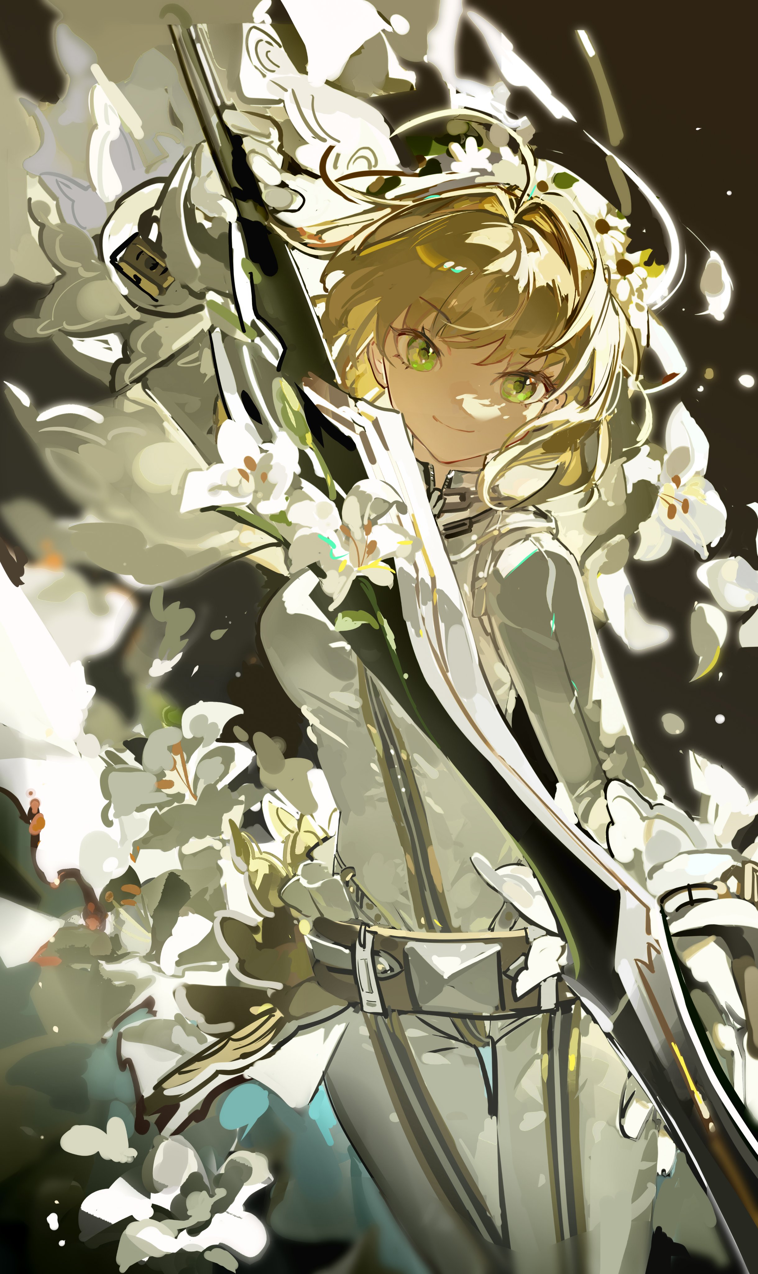 Safebooru - 1girl absurdres ahoge belt blonde hair bodysuit falling ...