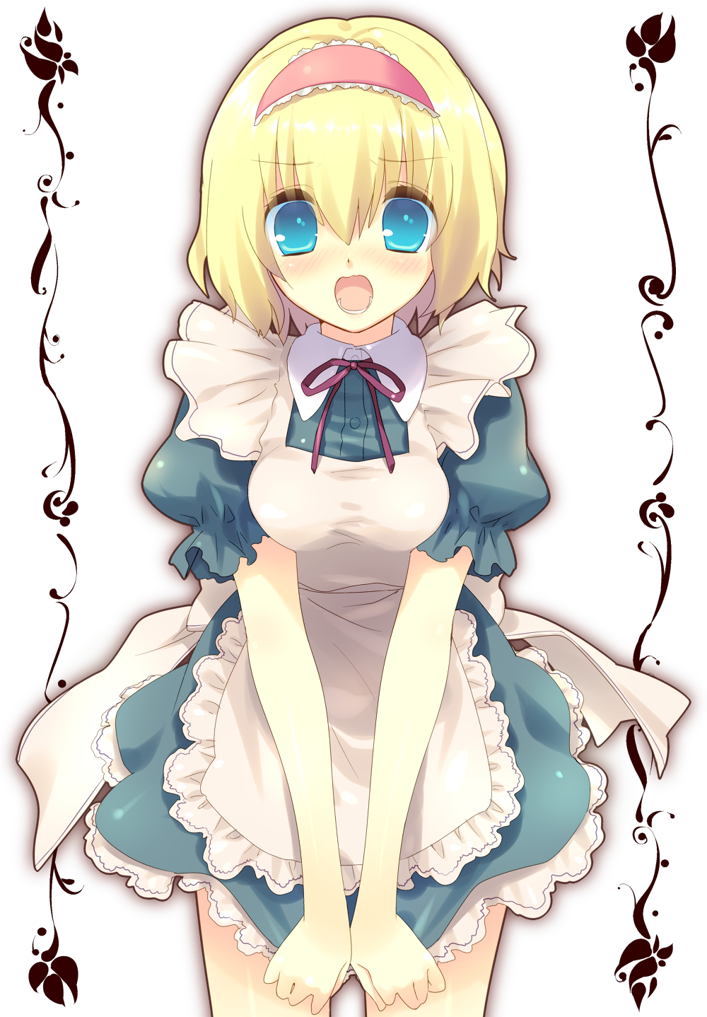 Safebooru - alice margatroid bad id blonde hair blue eyes blush covering covering crotch ...