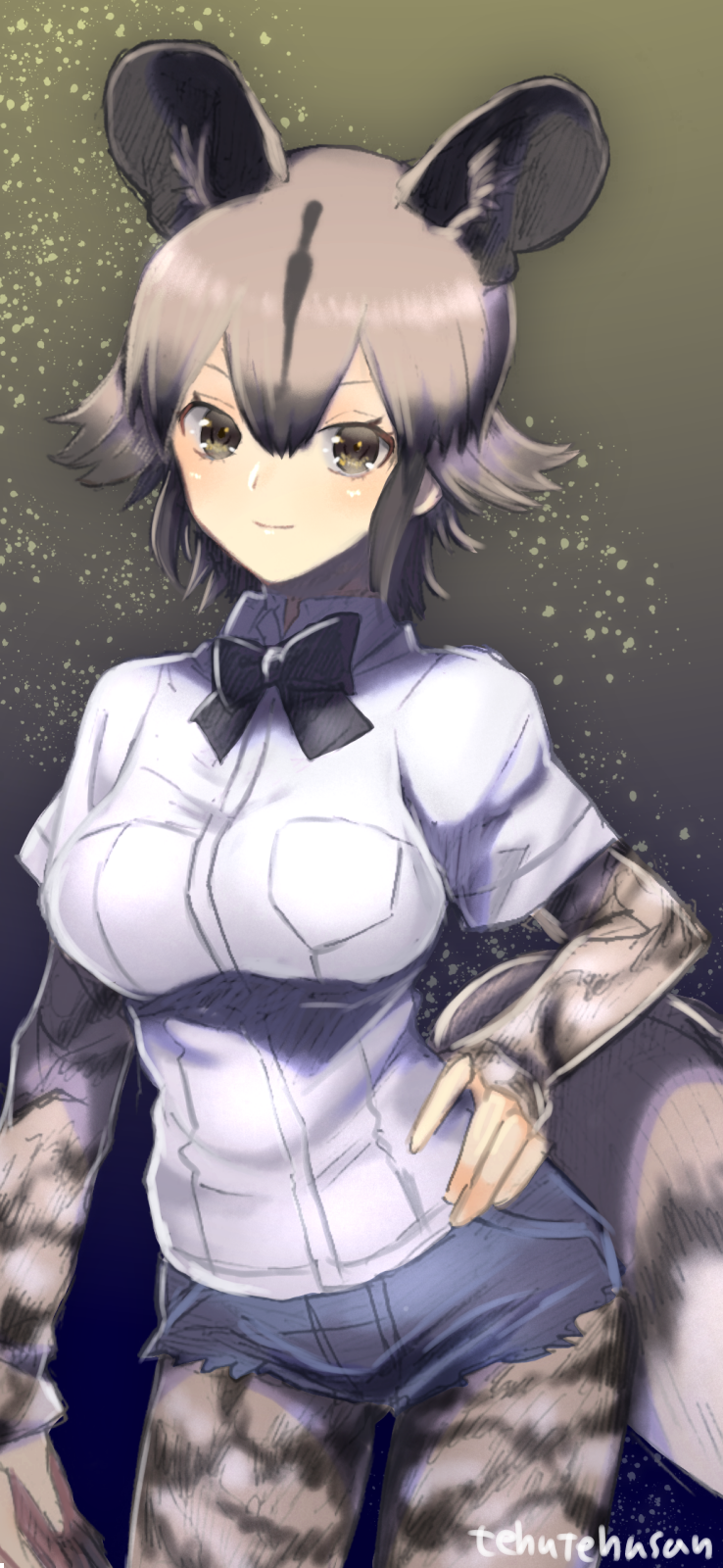 Safebooru - 1girl african wild dog (kemono friends) african wild dog print animal ears bow ...