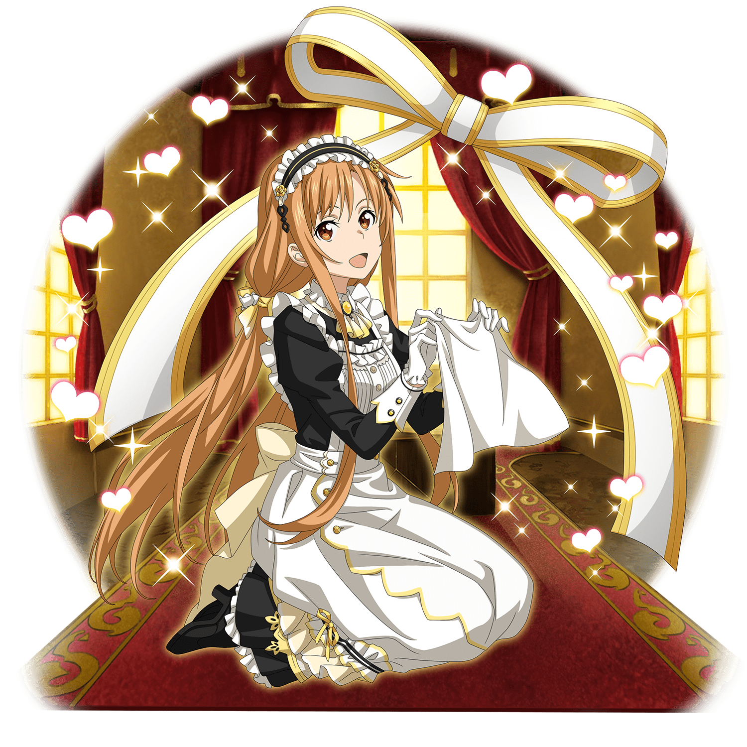 Safebooru - 1girl :d apron asuna (sao) bangs black footwear black shirt ...