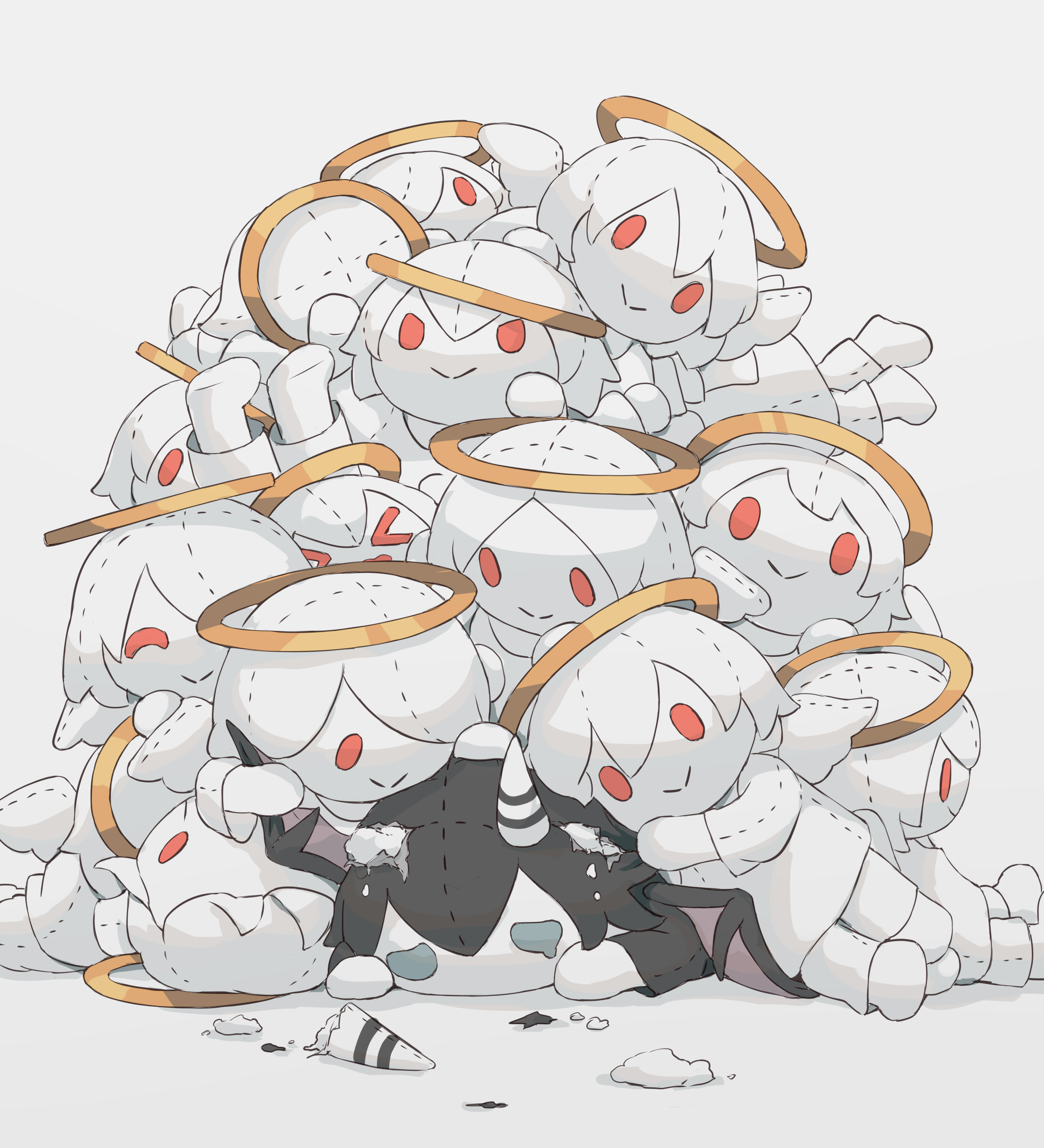 Safebooru - :> absurdres angel avogado6 black hair blue eyes broken ...