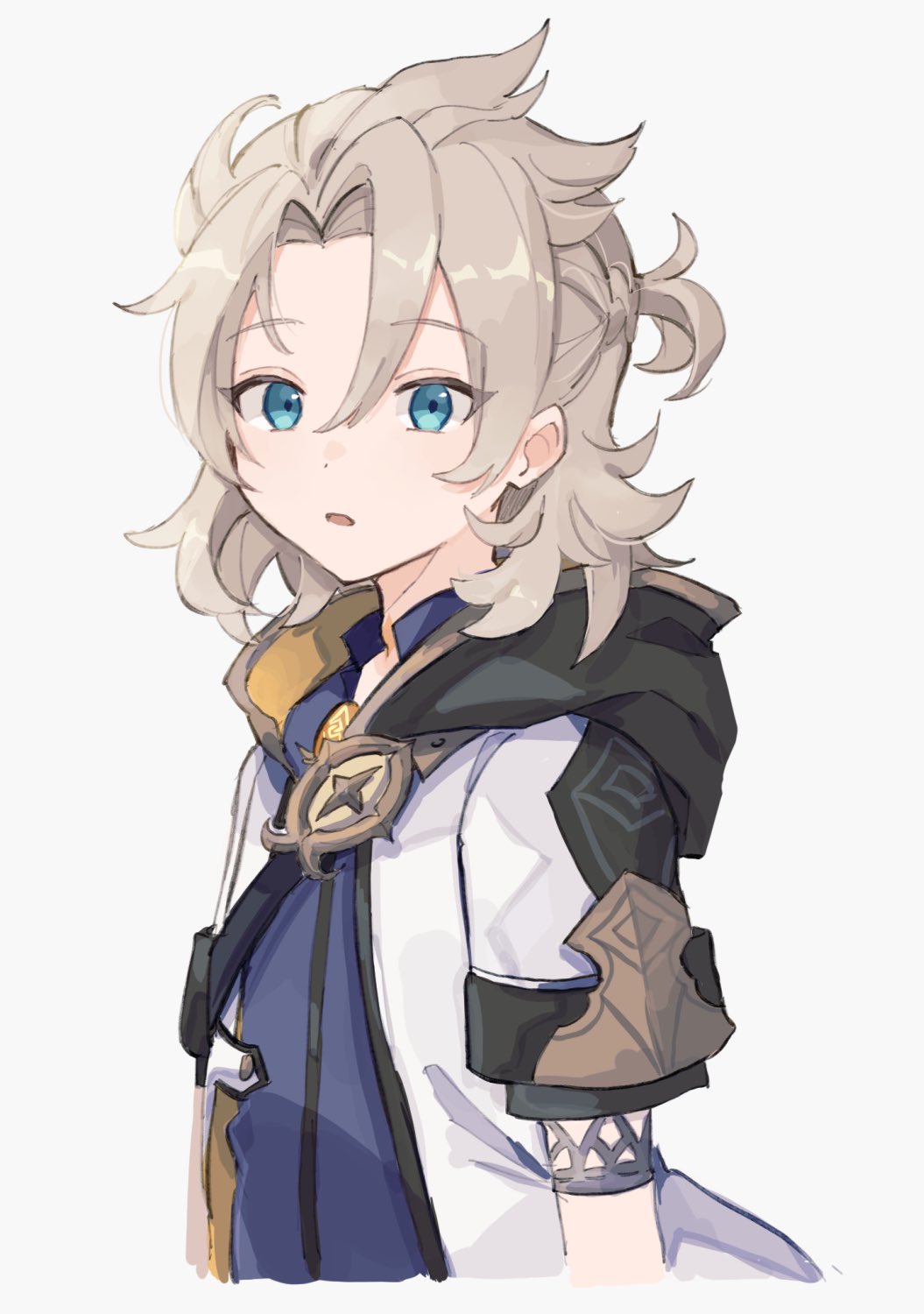 Safebooru - 1boy albedo (genshin impact) bangs blue shirt cropped torso genshin impact grey ...