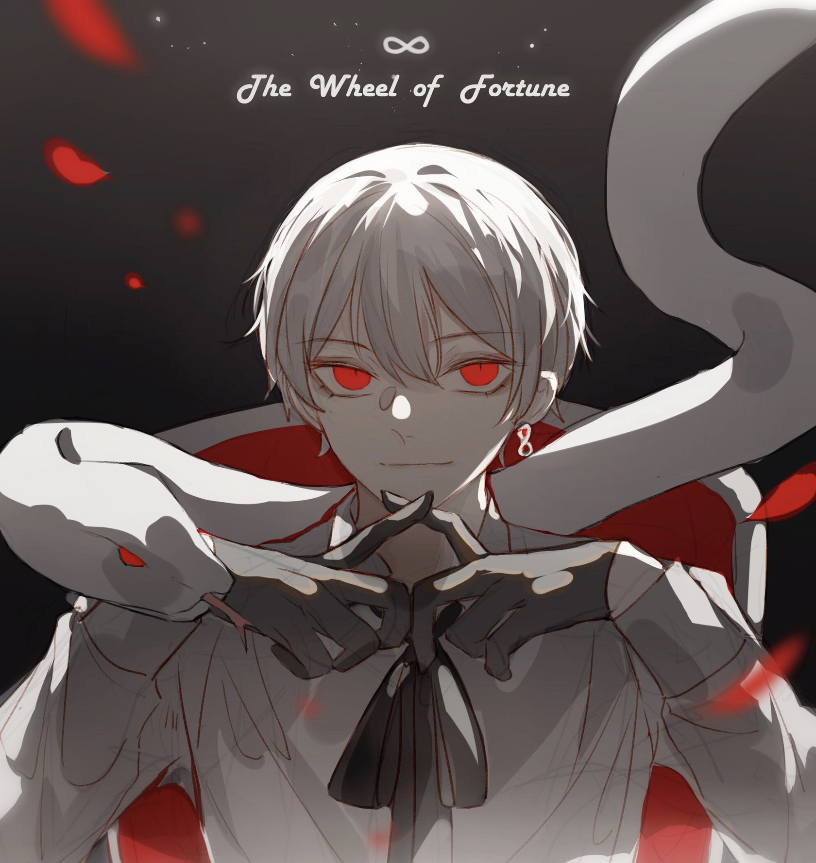 Safebooru - 1boy bangs black background black gloves black neckwear ...