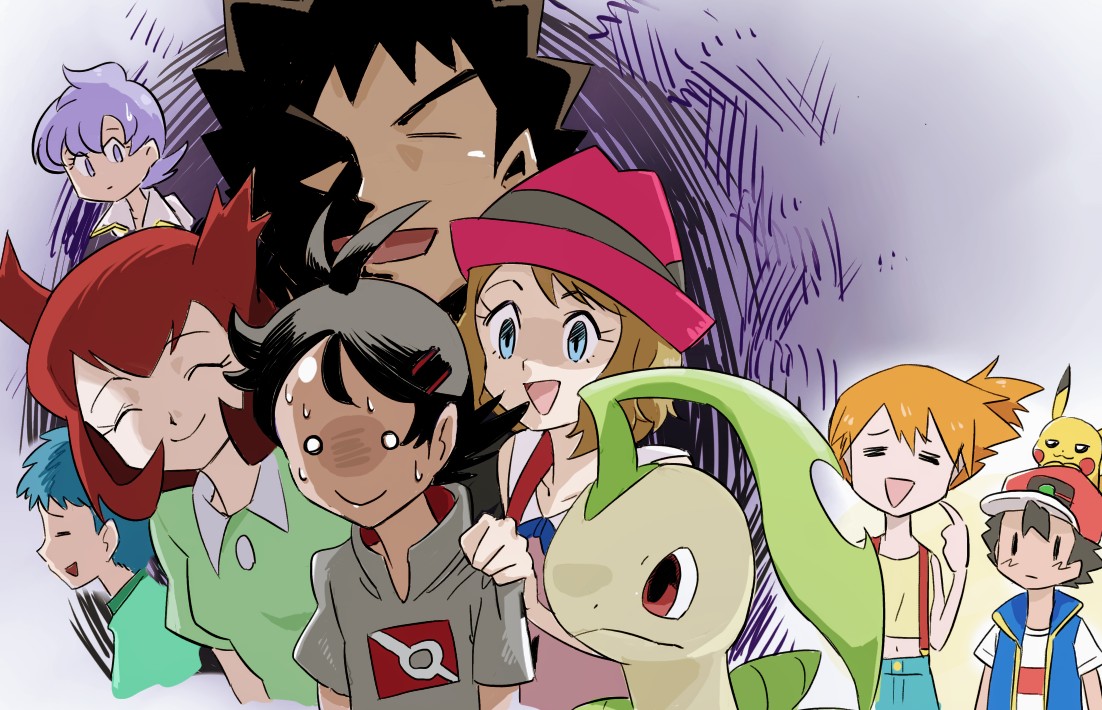 Safebooru - 3boys 5girls anabel (pokemon) angie (pokemon) ash ketchum ayo (ayosanri009) bangs ...