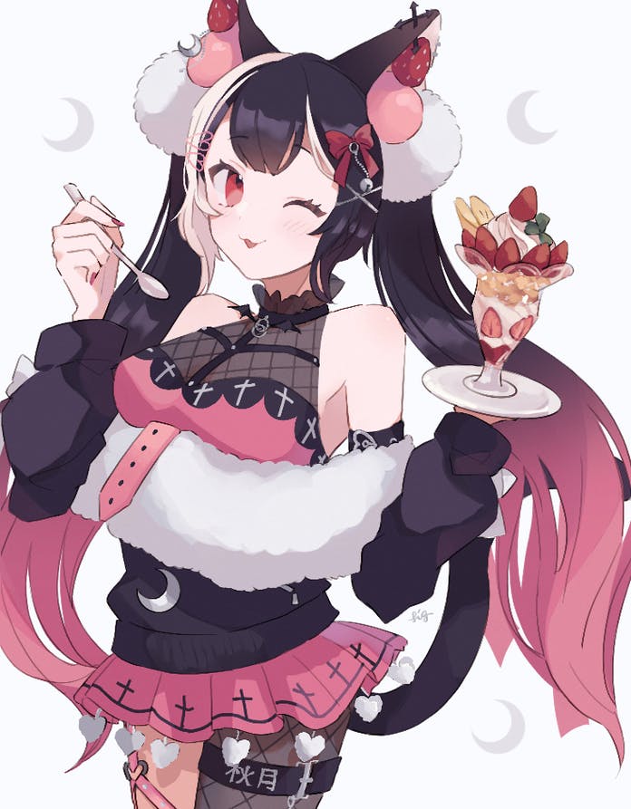 Safebooru - 1girl animal ears asymmetrical legwear bangs bell black hair commission crescent ...