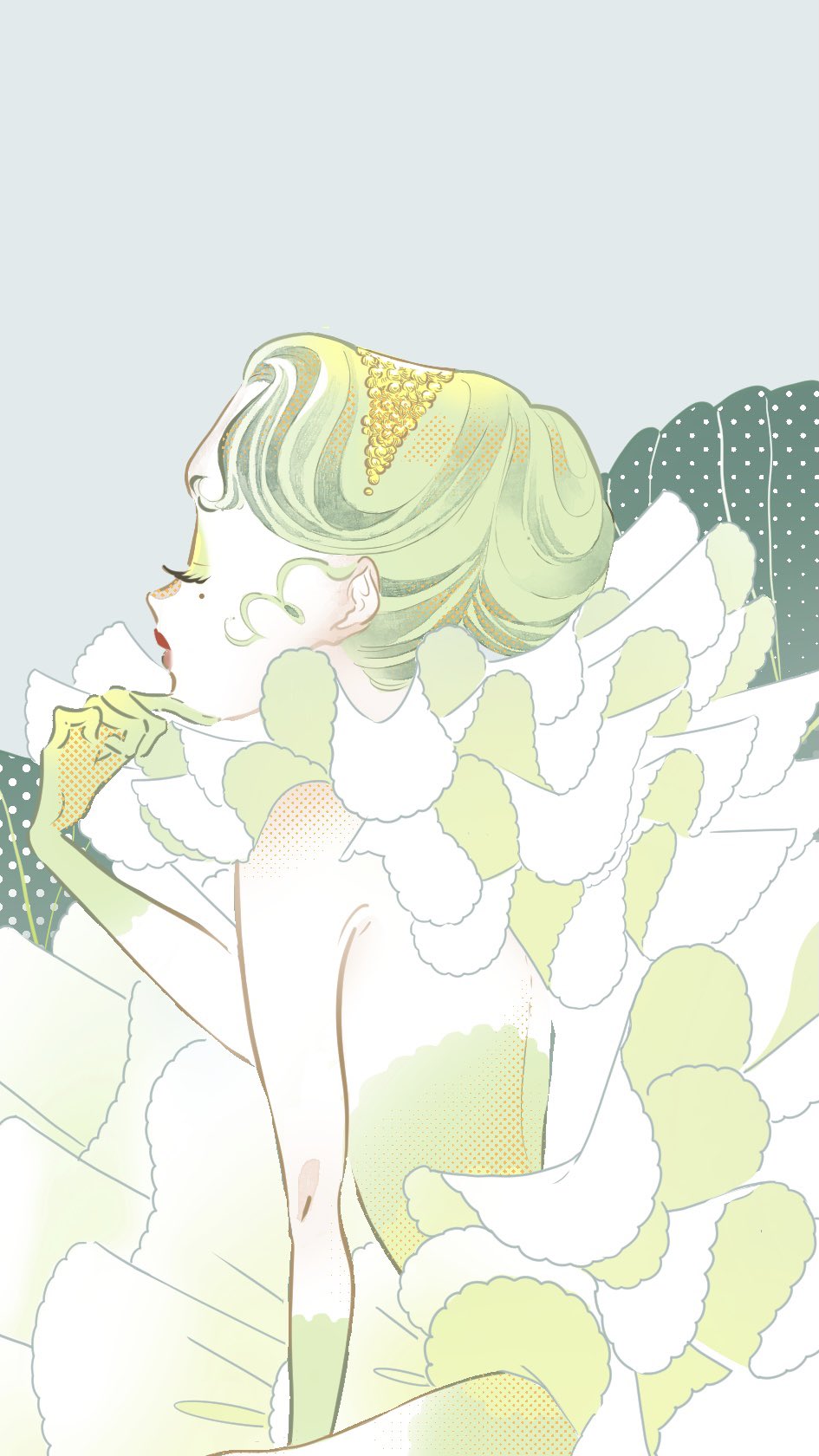 Safebooru - 1girl eyeshadow floral dress flower gloves green gloves ...