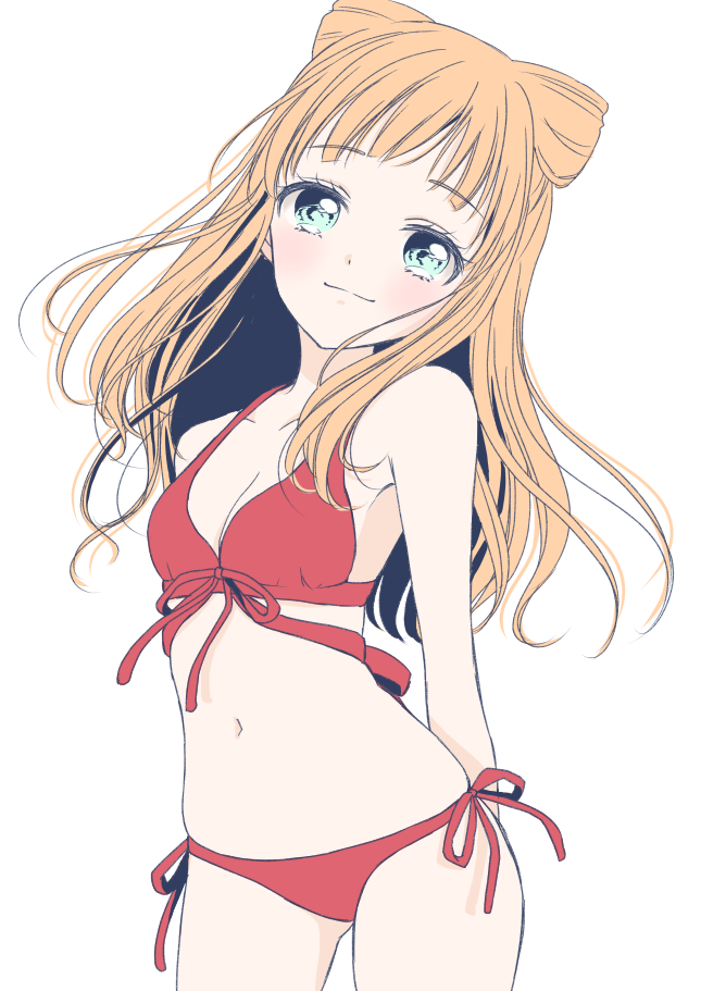 Safebooru - 1girl aikatsu! (series) aikatsu stars! arms behind back bangs bare shoulders bikini ...
