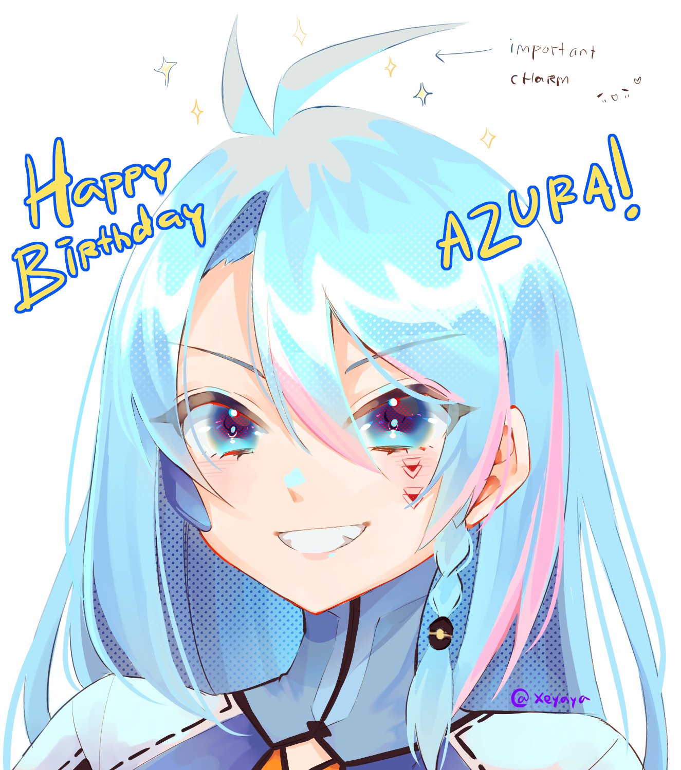 Safebooru - 1girl azura cecillia bangs blue eyes blue hair braid character name cowlick english ...