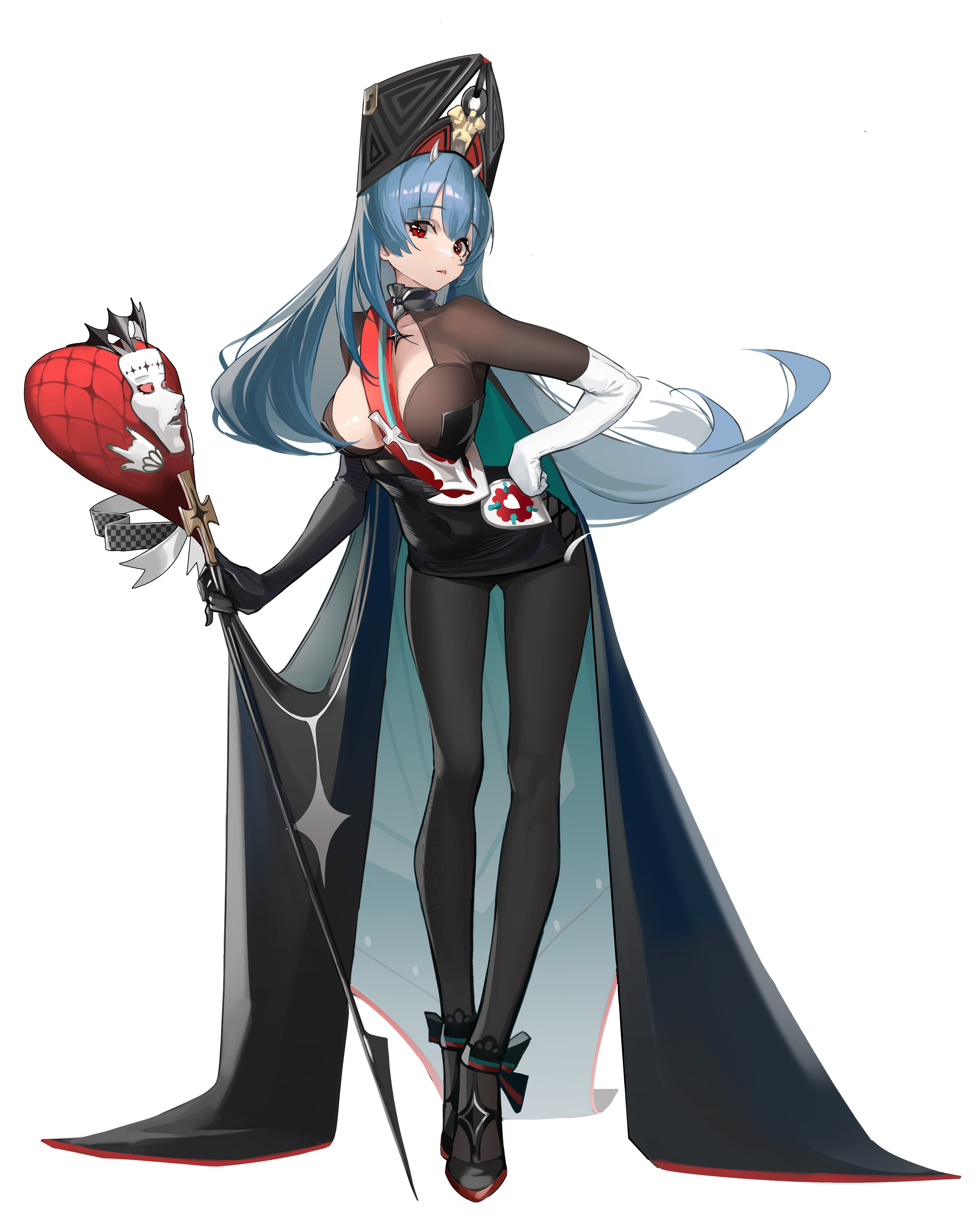 Safebooru - 1girl \m/ absurdres ankle bow asymmetrical gloves azur lane black cape black dress ...