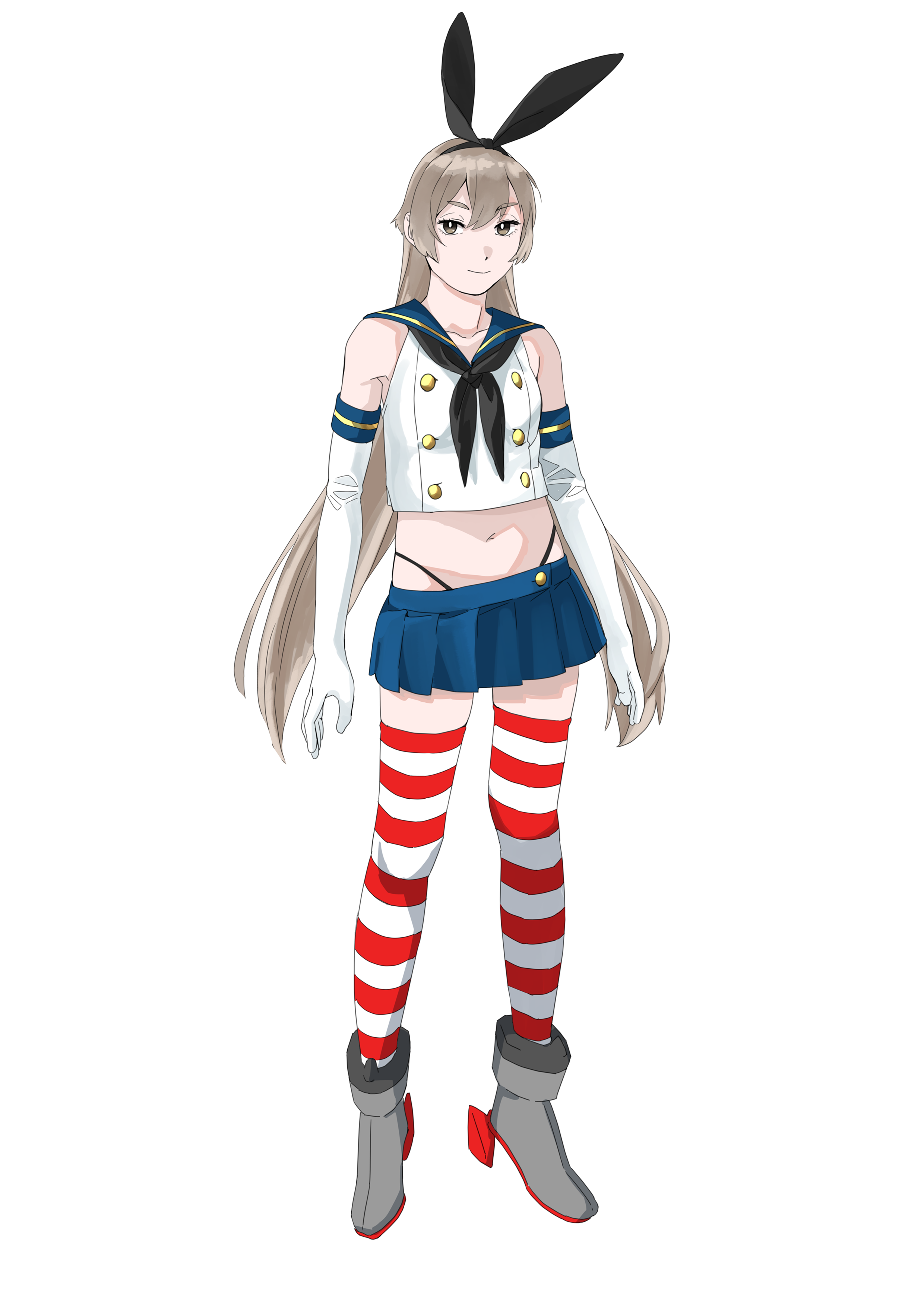 Safebooru - 1girl absurdres anchor hair ornament black hairband black neckwear black panties ...