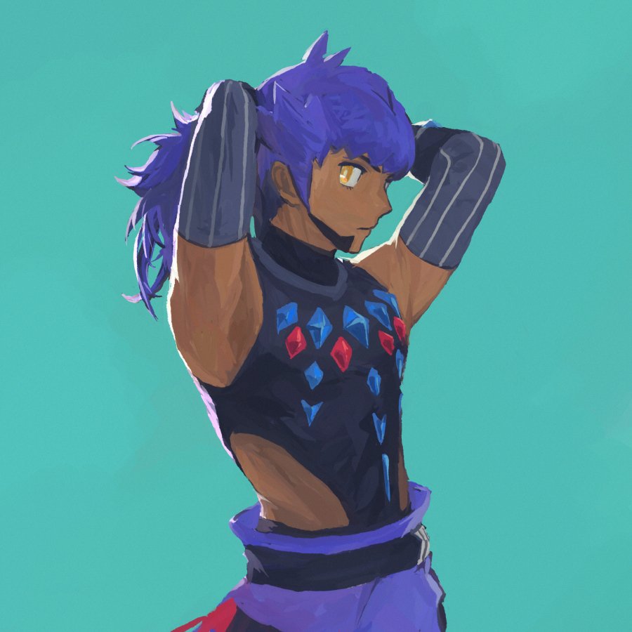 Safebooru 1boy Armpits Arms Behind Head Bangs Belt Black Belt Black 8237