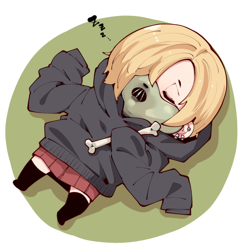 Safebooru - 1girl black hoodie black legwear blonde hair chibi closed ...