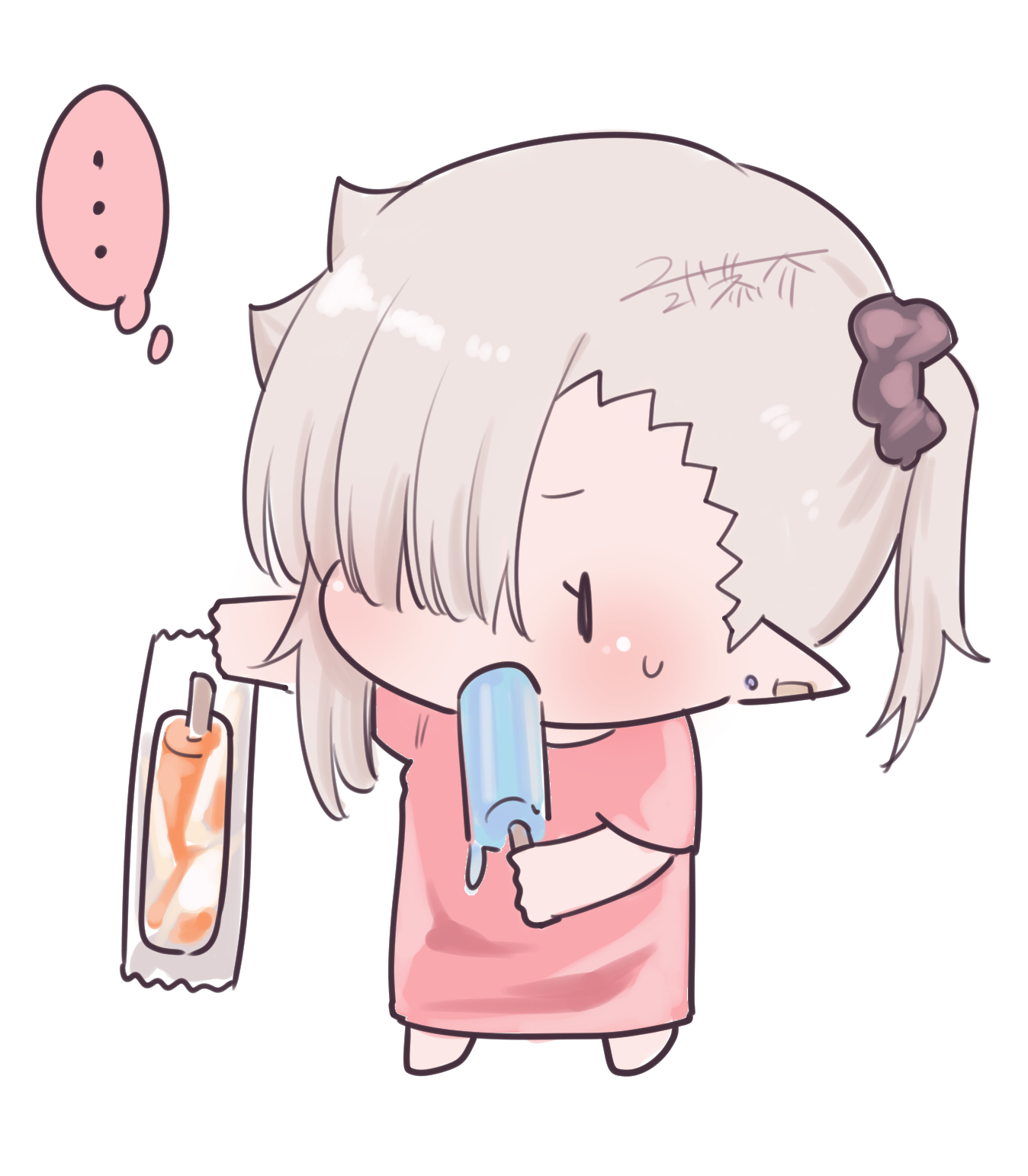 Safebooru - ... 1girl bangs black scrunchie blush chibi ear piercing ...