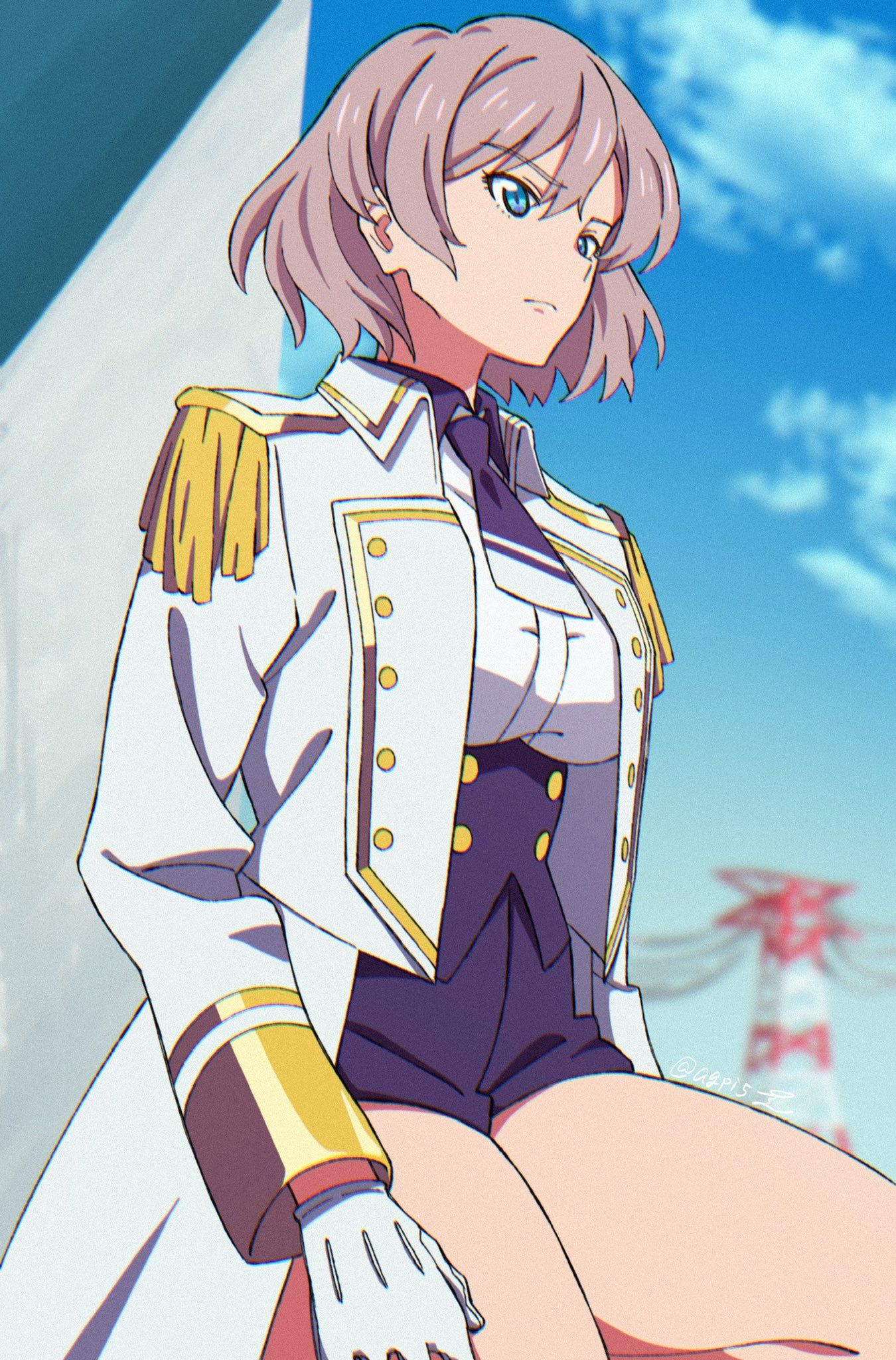 Safebooru - blue eyes breasts gloves gridman universe highres large breasts light brown hair ...