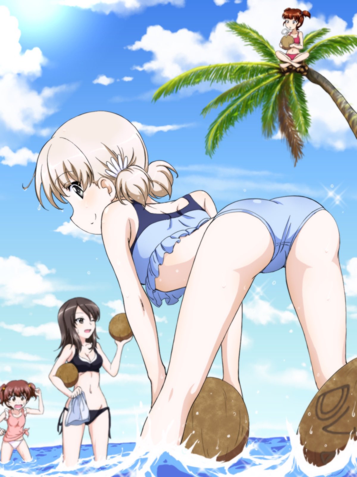 Safebooru - 4girls aki (girls und panzer) alisa (girls und panzer) ass bangs bent over bikini ...