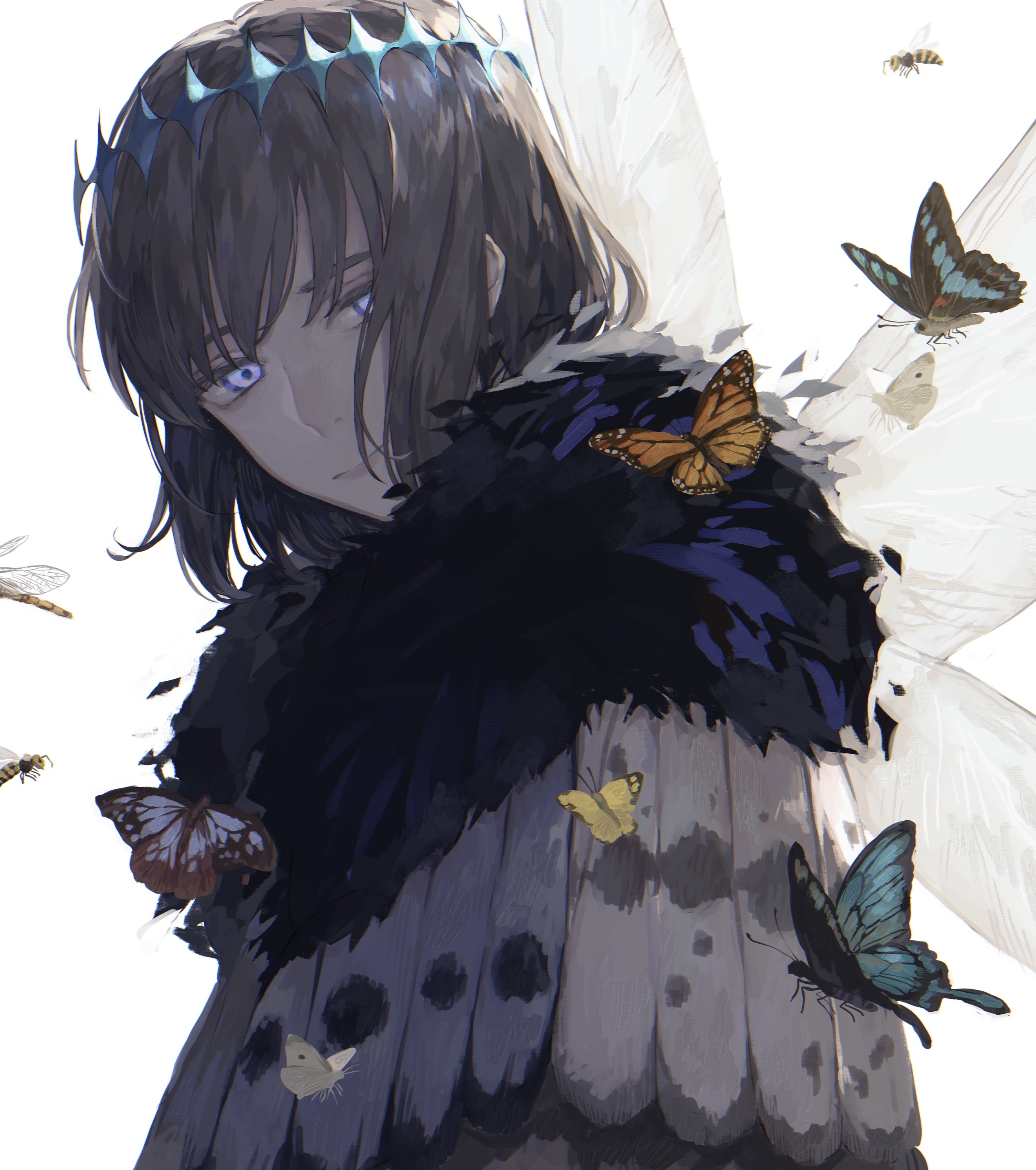 Safebooru - 1boy absurdres blue eyes bug butterfly crown dragonfly fate ...