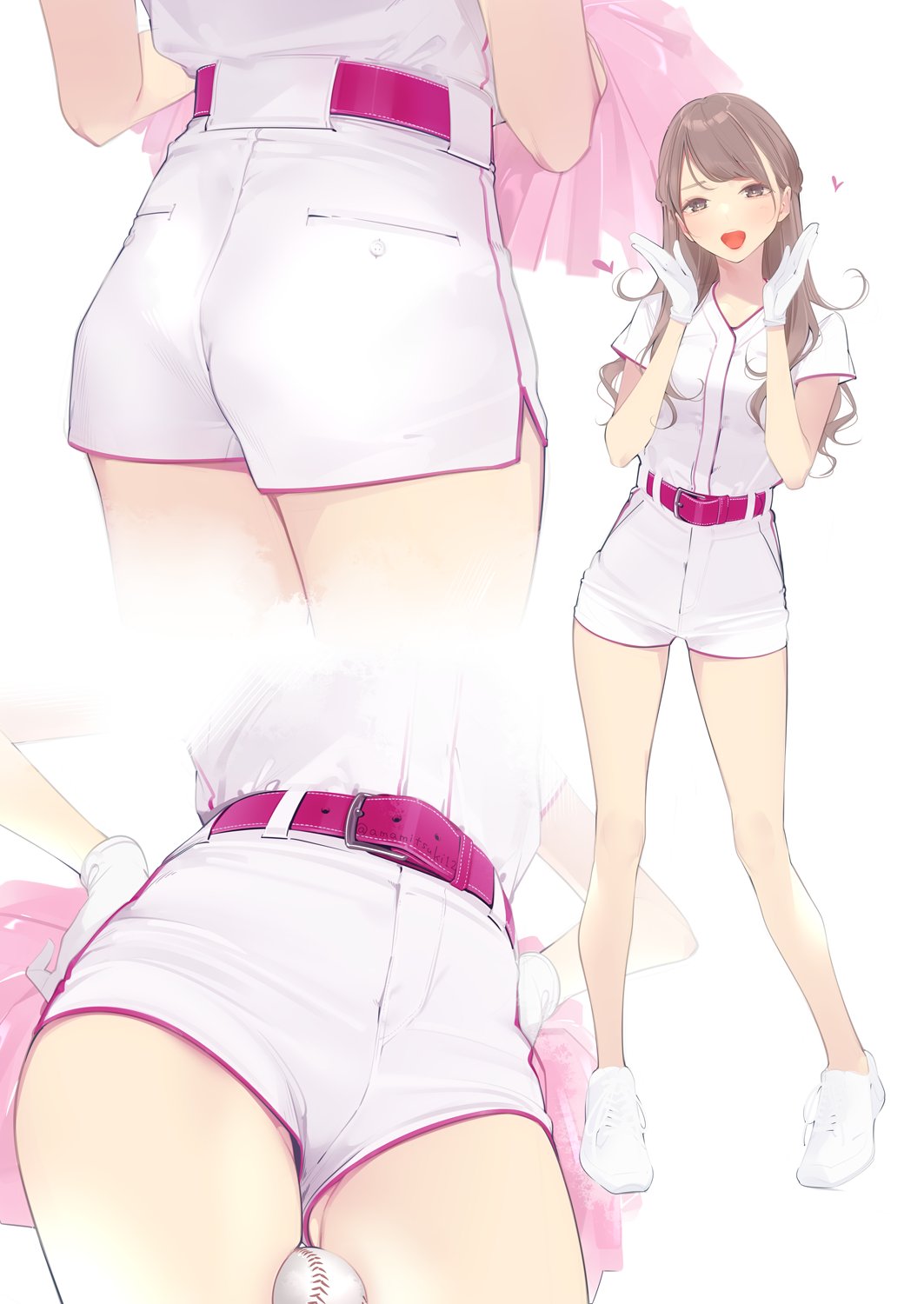 Safebooru - 1girl :d ama mitsuki ass ass visible through thighs bangs bare legs baseball belt ...