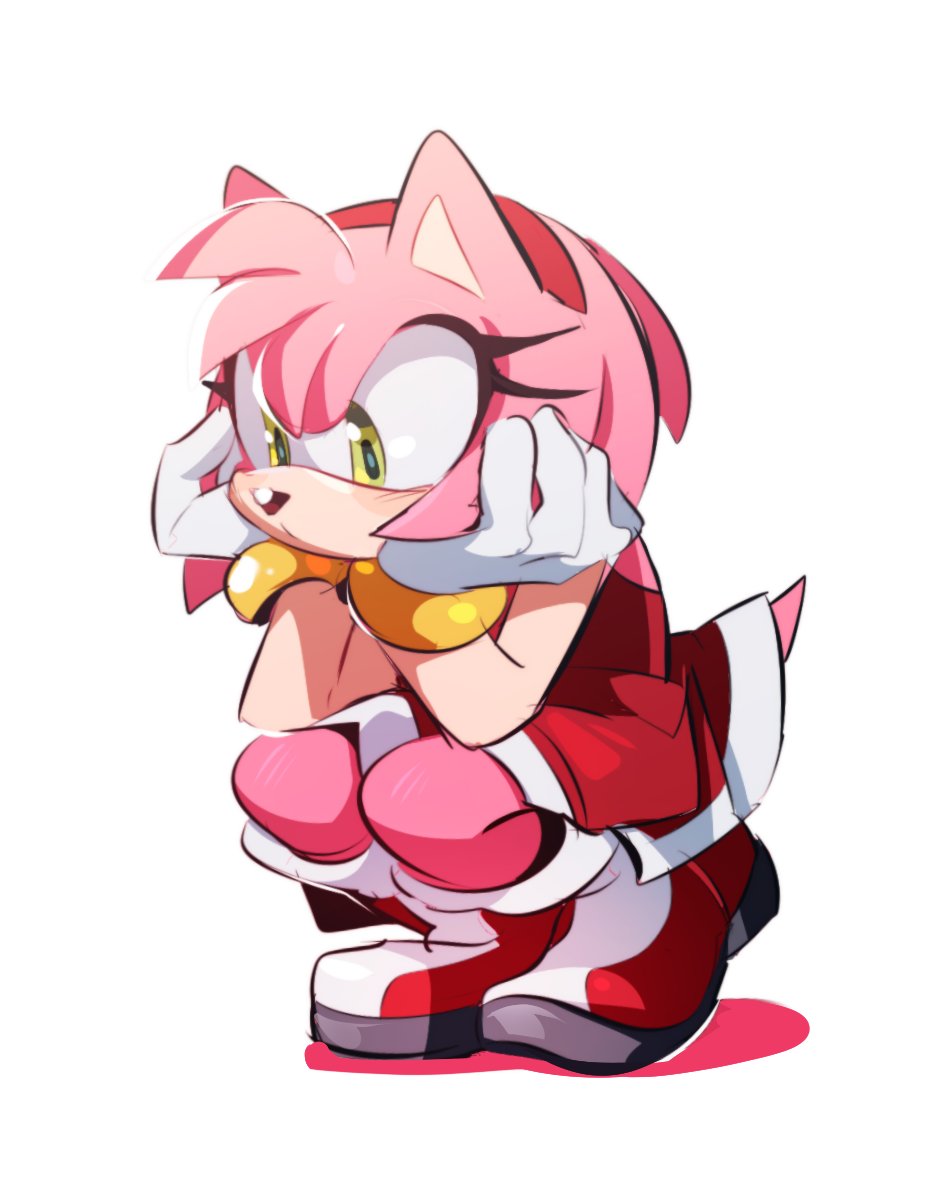 Safebooru - 1girl amy rose animal ears animal nose backless dress backless outfit bangle blush ...