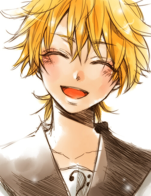 Safebooru - blonde hair closed eyes hakuseki happy kagamine len male ...