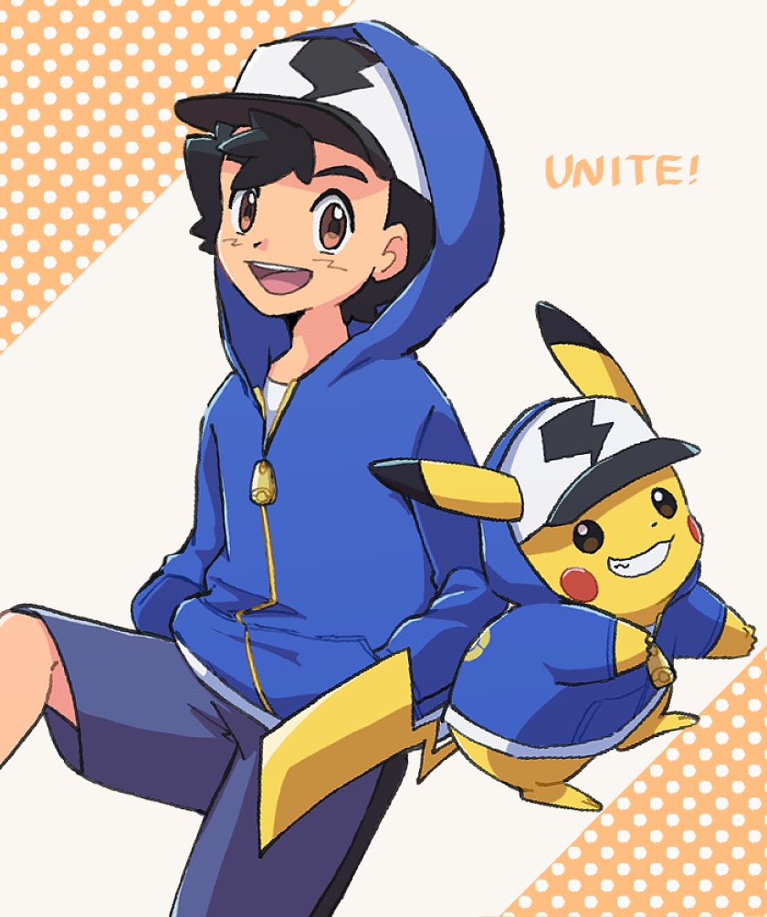 Safebooru - 1boy :d ao anpk ash ketchum baseball cap black hair brown ...