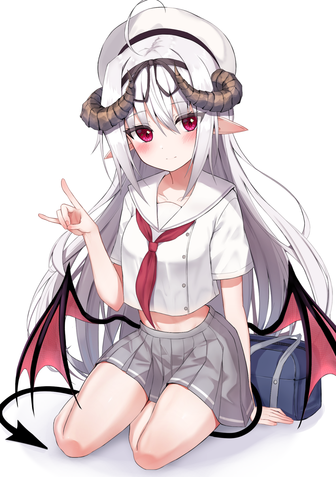 Safebooru - 1girl ahoge bangs beret black hairband black ribbon blush ...