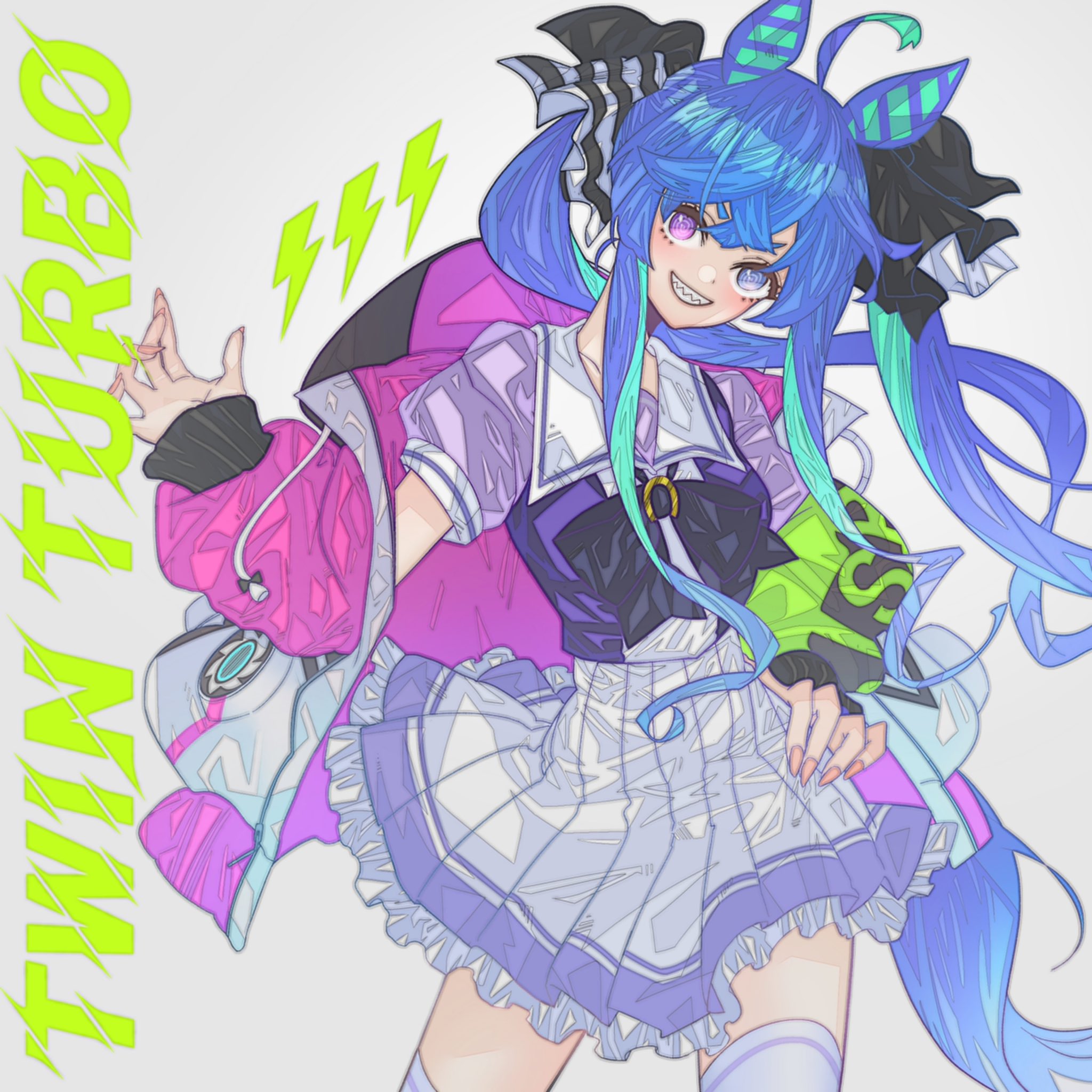 Safebooru - 1girl ahoge animal ears anno88888 aqua hair bangs black ribbon blue eyes blue hair ...