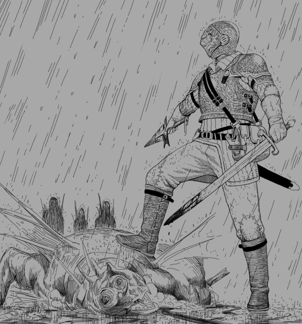 Safebooru - 1other ambiguous gender armor bag blood blood on weapon boots breastplate chest ...