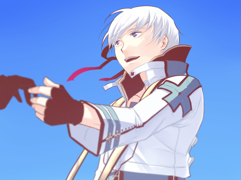 Safebooru - 1boy archbishop (ragnarok online) bangs black gloves blue background blue coat coat ...