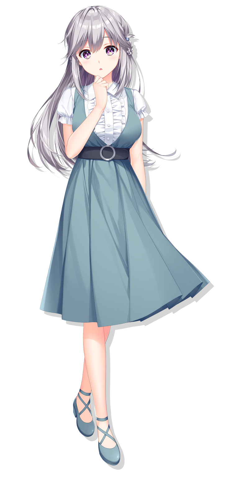 Safebooru - 1girl alpha (yukai na nakamatachi) bangs belt black belt blush collared shirt dress ...