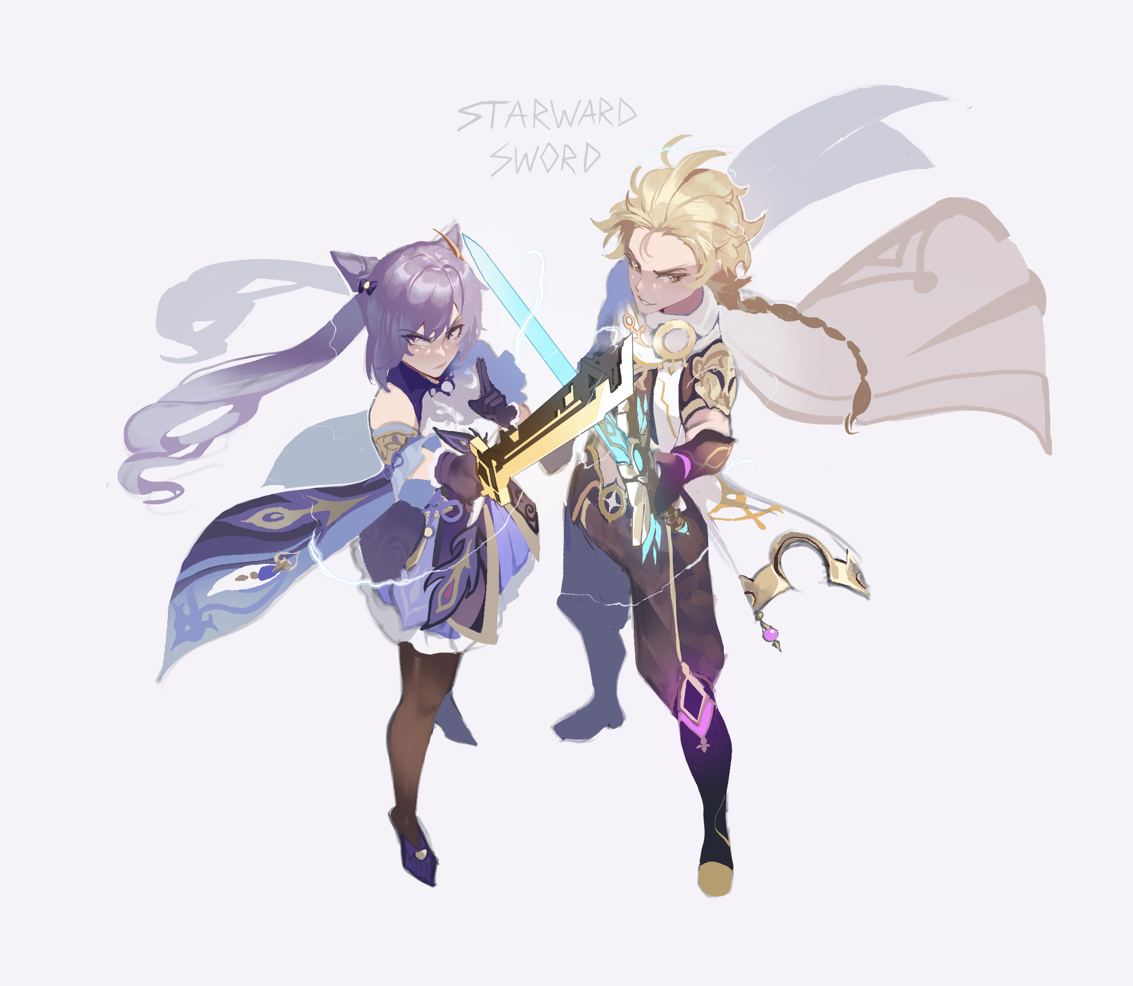 Safebooru - 1boy 1girl aether (genshin impact) blonde hair braid braided ponytail from above ...