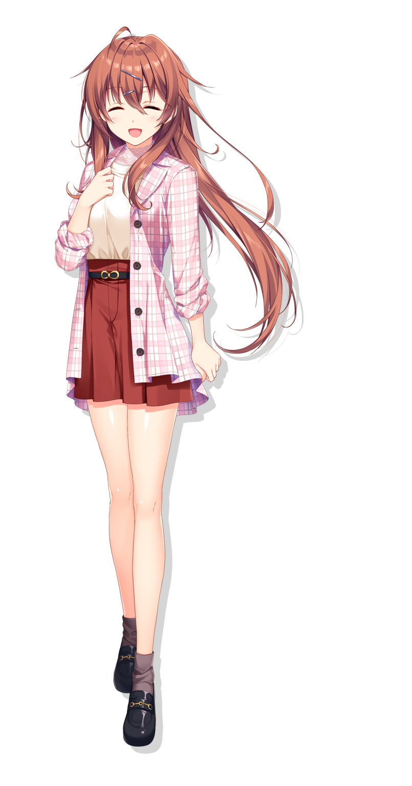 Safebooru - 1girl :d ^ ^ ahoge alpha (yukai na nakamatachi) ayase aisa black footwear brown hair ...