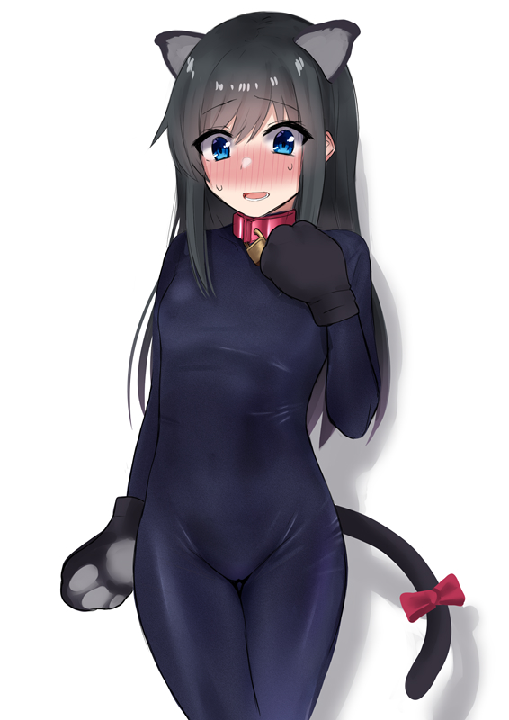 Safebooru - 1girl alternate costume animal ears animal hands asashio (kancolle) bangs black hair ...