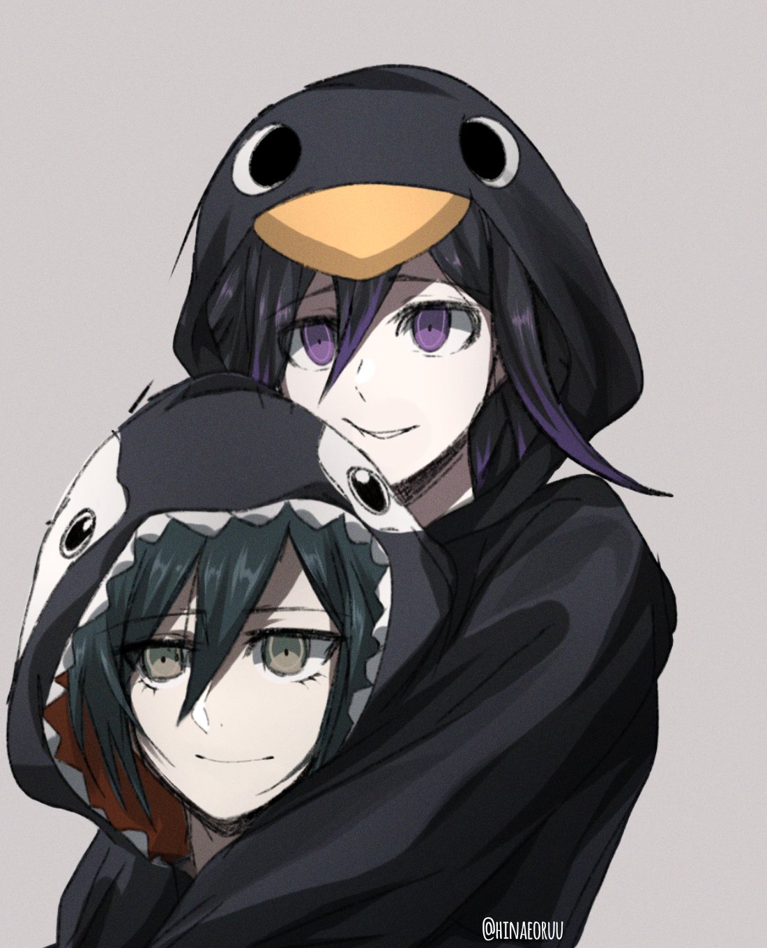 Safebooru - 2boys animal hood bangs black hair brown eyes closed mouth dangan ronpa (series ...