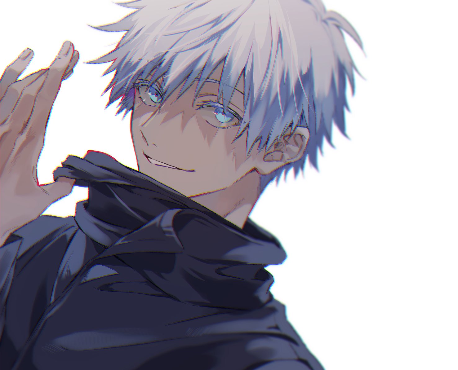 Safebooru - 1boy bangs black blindfold black jacket blindfold blindfold removed blue eyes gojou ...