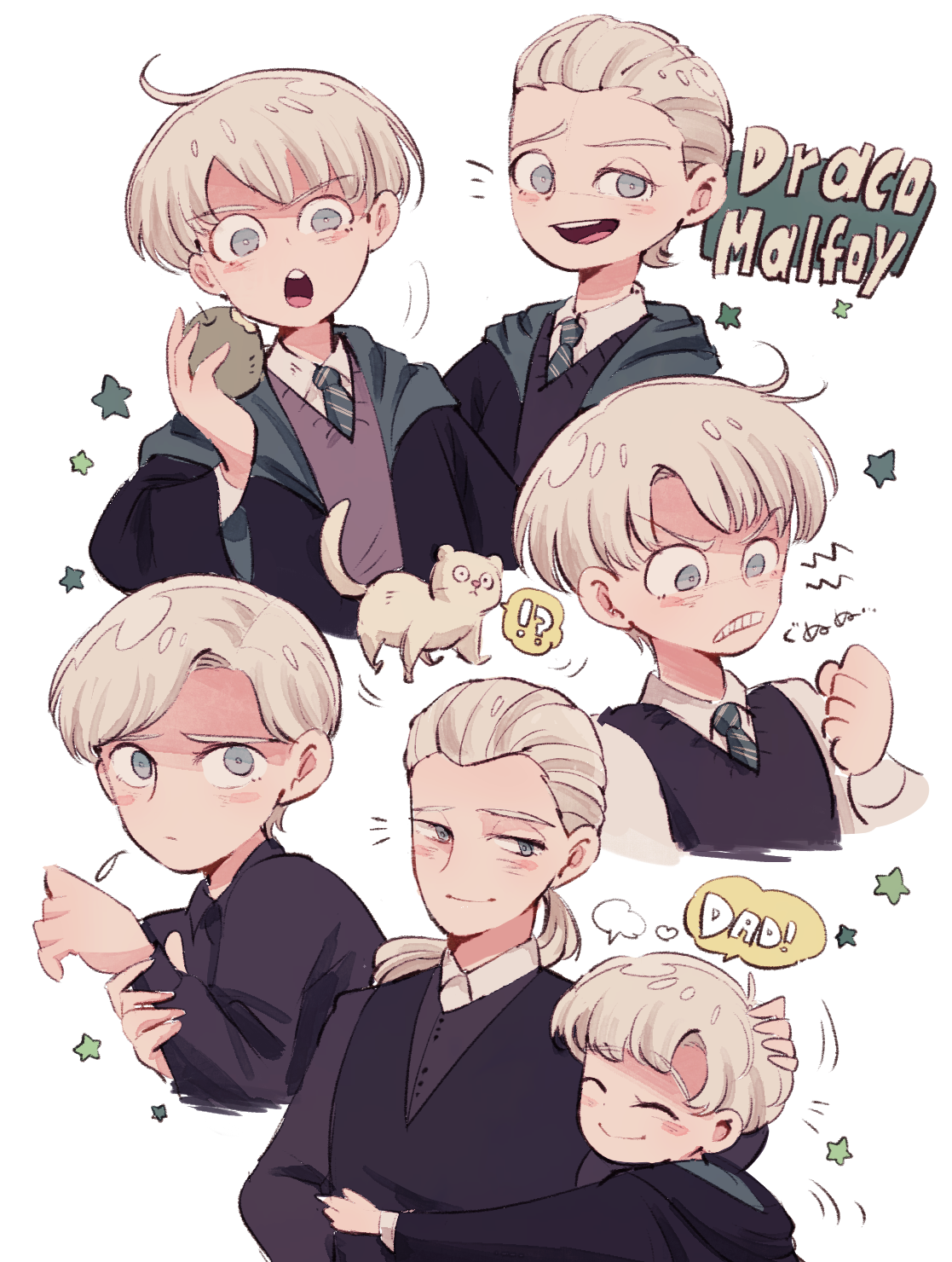Safebooru - 2boys amazou apple black robe blonde hair blue eyes draco ...