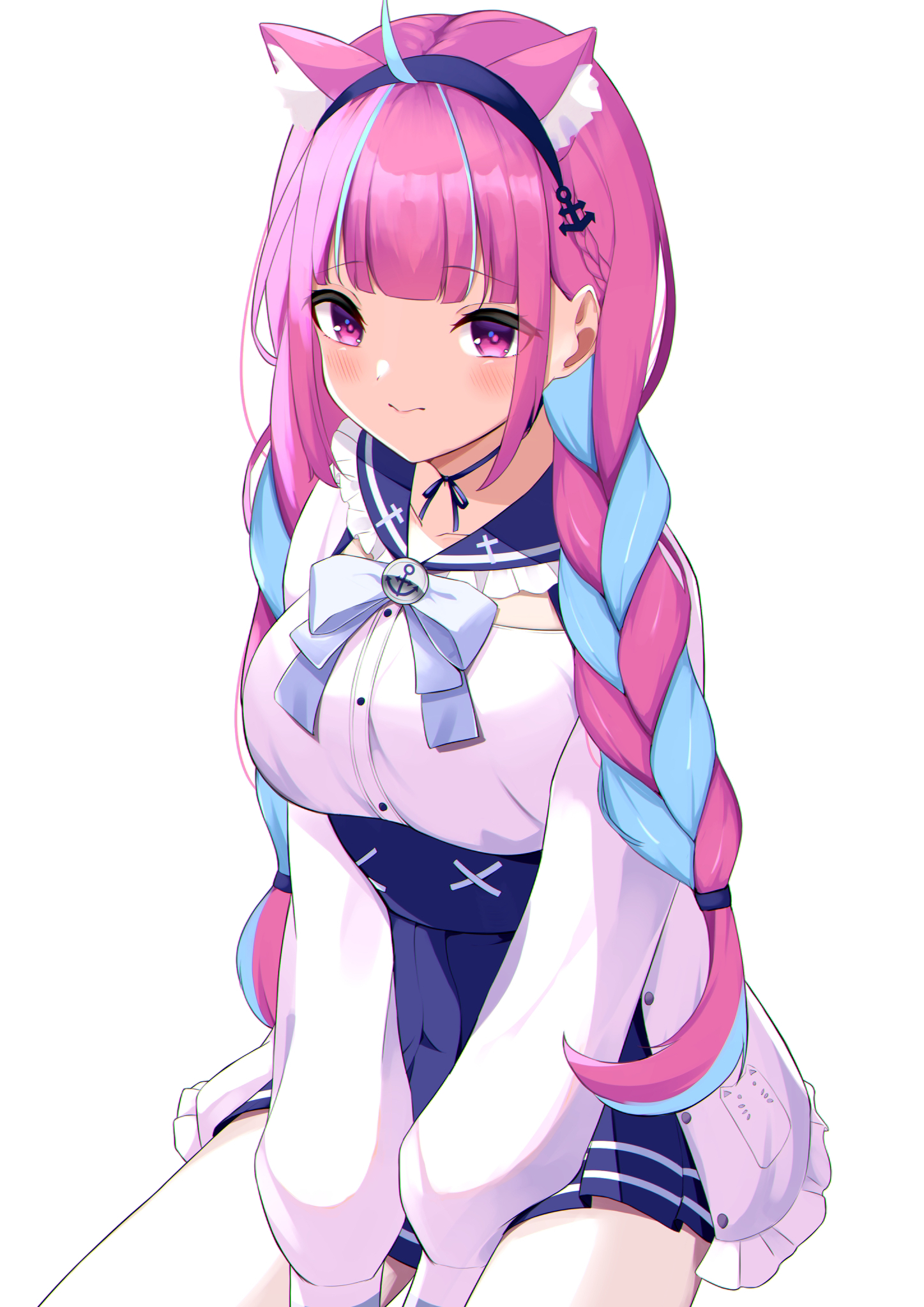 Safebooru - 1girl ahoge anchor hair ornament anchor symbol animal ear fluff animal ears bangs ...