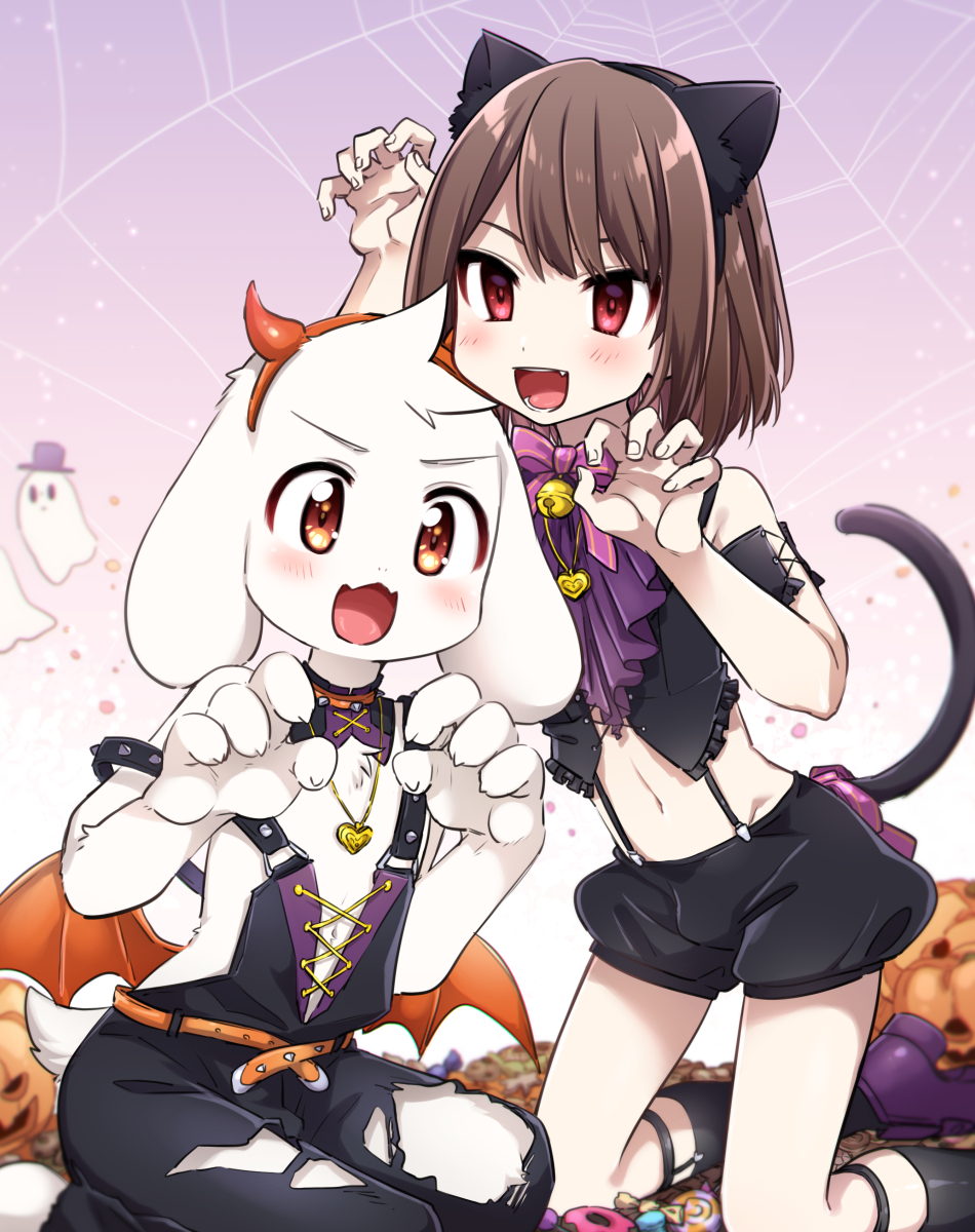 Safebooru - 1other 2boys animal ears asriel dreemurr bangs bare shoulders barefoot bat wings ...