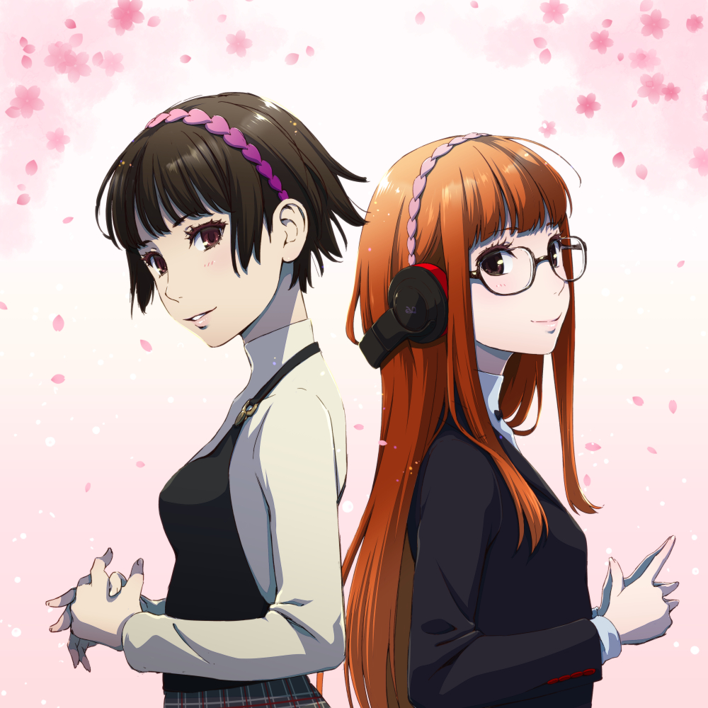 Safebooru - 2girls amupon back-to-back brown hair formal hands clasped ...