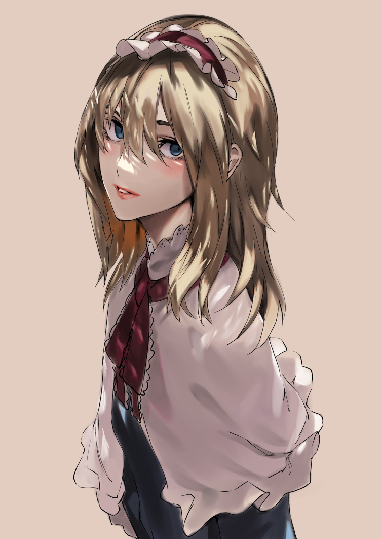 Safebooru - 1girl alice margatroid asuzemu bangs blonde hair blue dress blue eyes blush breasts ...