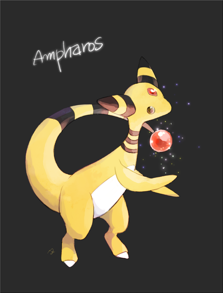 Safebooru - ampharos brown eyes character name commentary request full ...