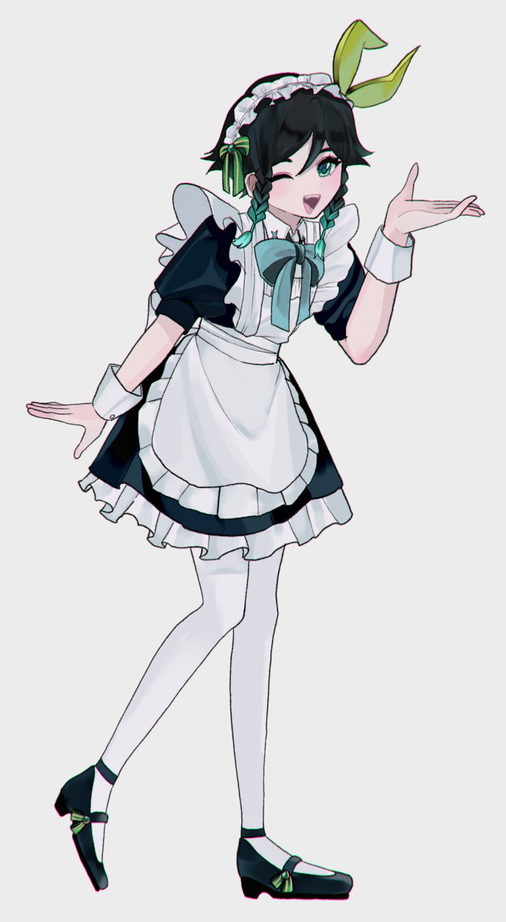 Safebooru - 1boy alternate costume androgynous apron bangs black ...