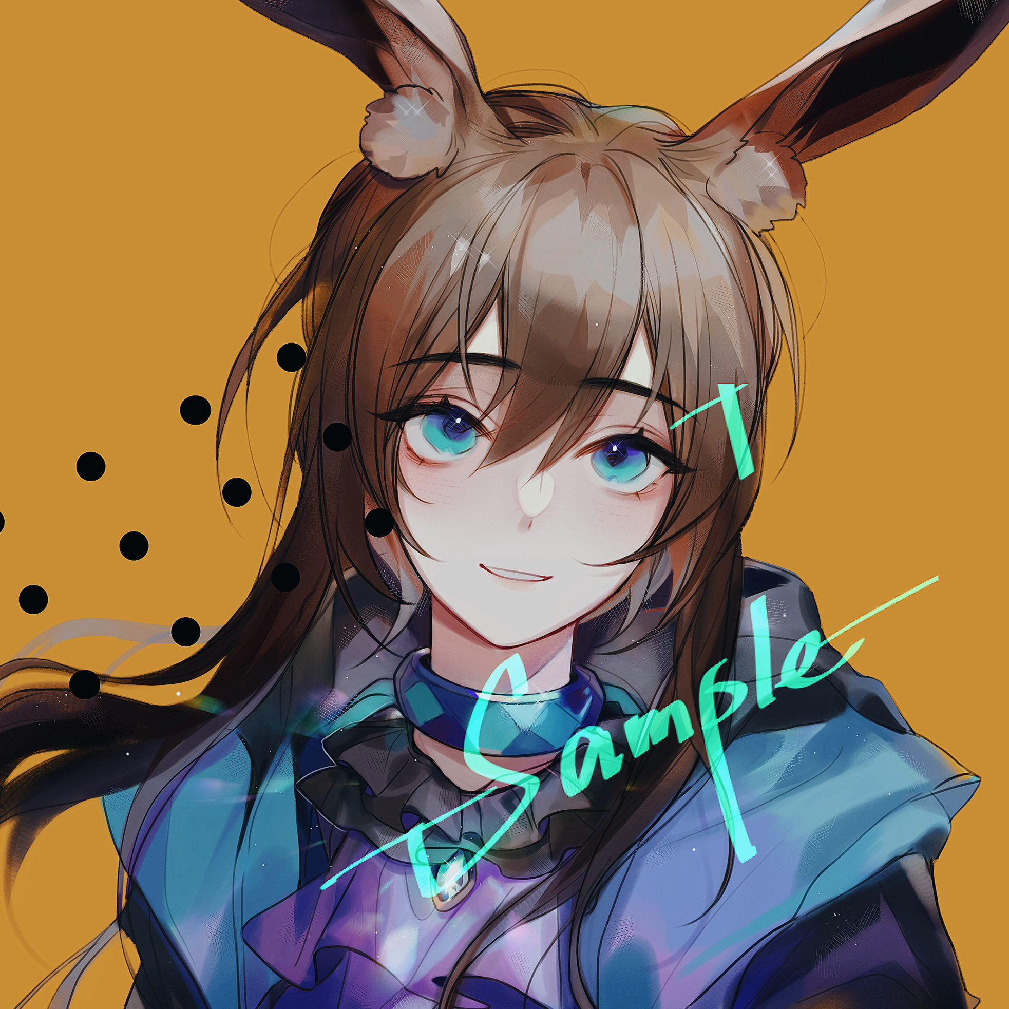 Safebooru - 1girl amiya (arknights) animal ear fluff animal ears arknights blue choker brooch ...