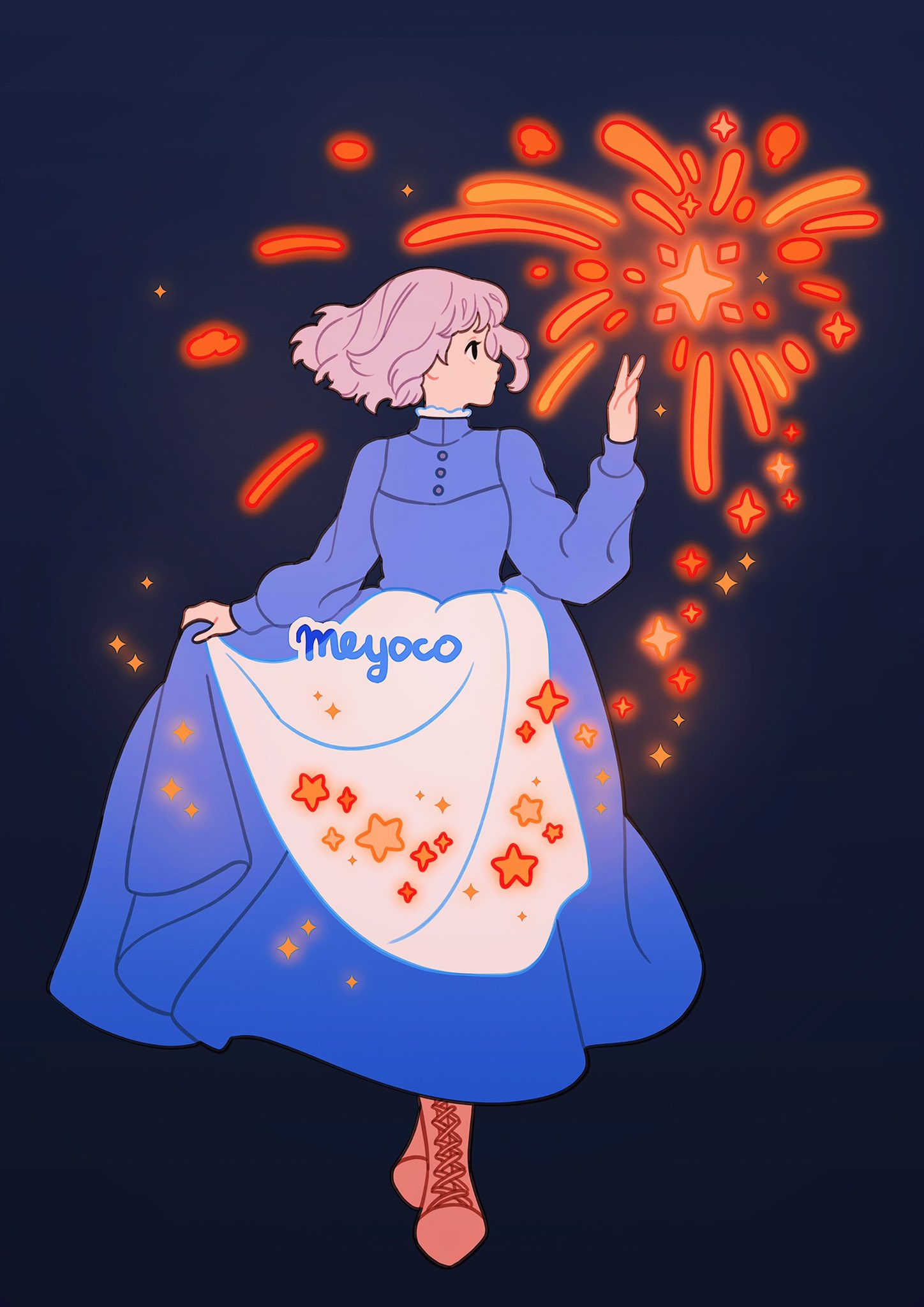 Safebooru - 1girl alternate hair color apron artist name black ...